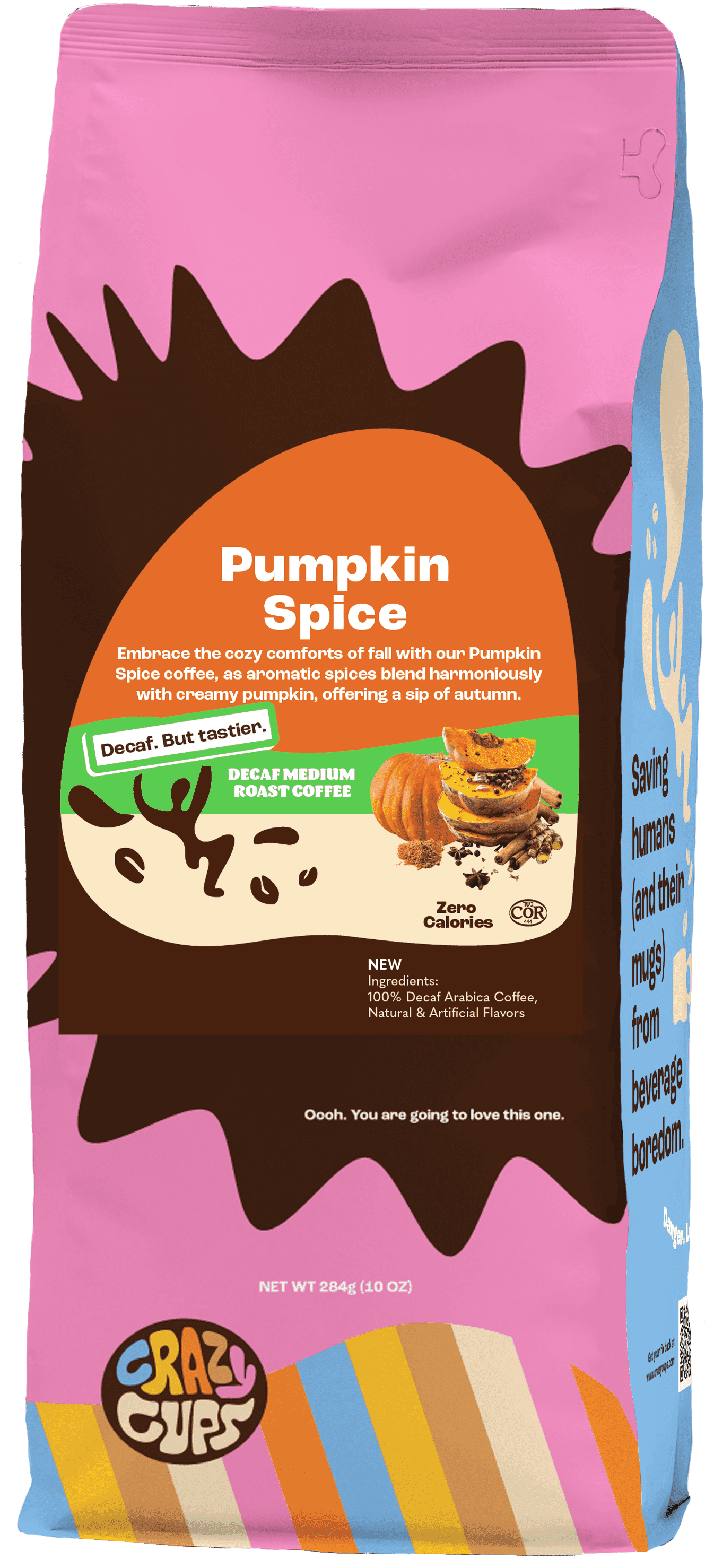 Crazy Cups Decaf Flavored Ground Coffee, Decaffeinated Pumpkin Spice ...