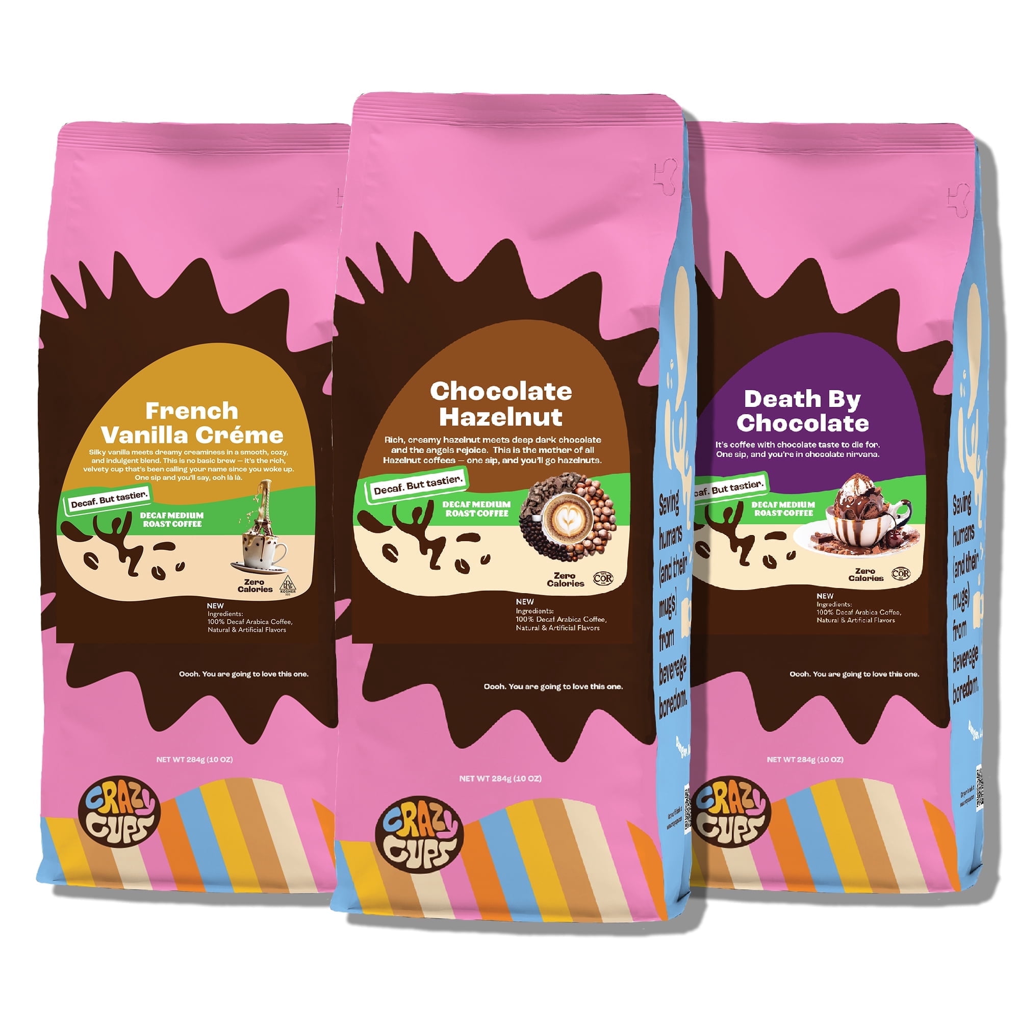 Crazy Cups Decaf Flavored Ground Coffee Variety Pack, French Vanilla ...