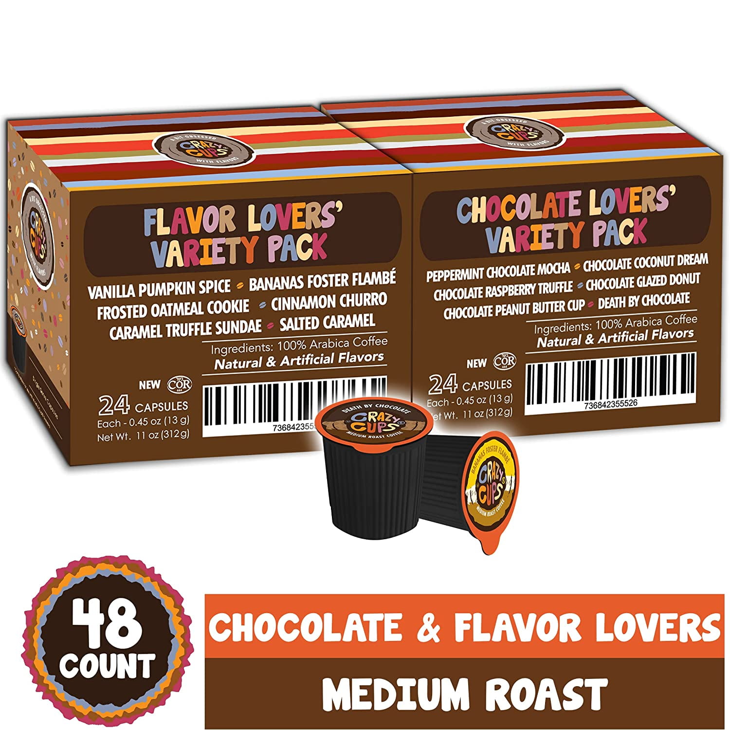 Crazy Cups Flavored Coffee Pods Variety Pack - K-Cup Compatible ...