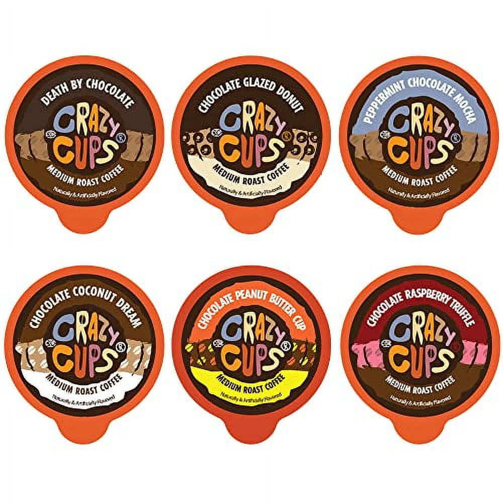 Crazy Cups Flavored Coffee Pods Variety Pack, Medium Roast Chocolate ...