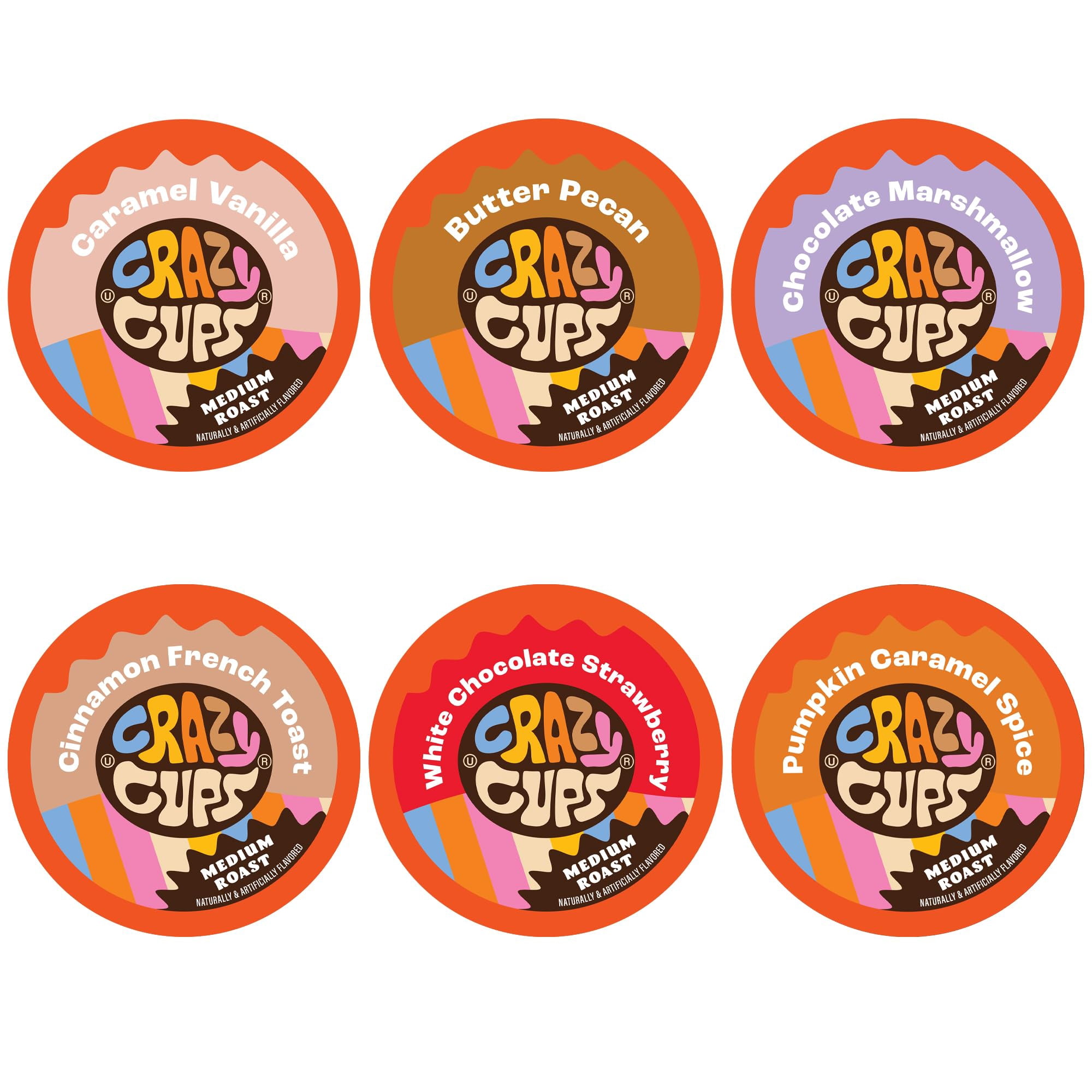 Crazy Cups Flavored Medium Roast Hot or Iced Coffee, Variety Recyclable ...