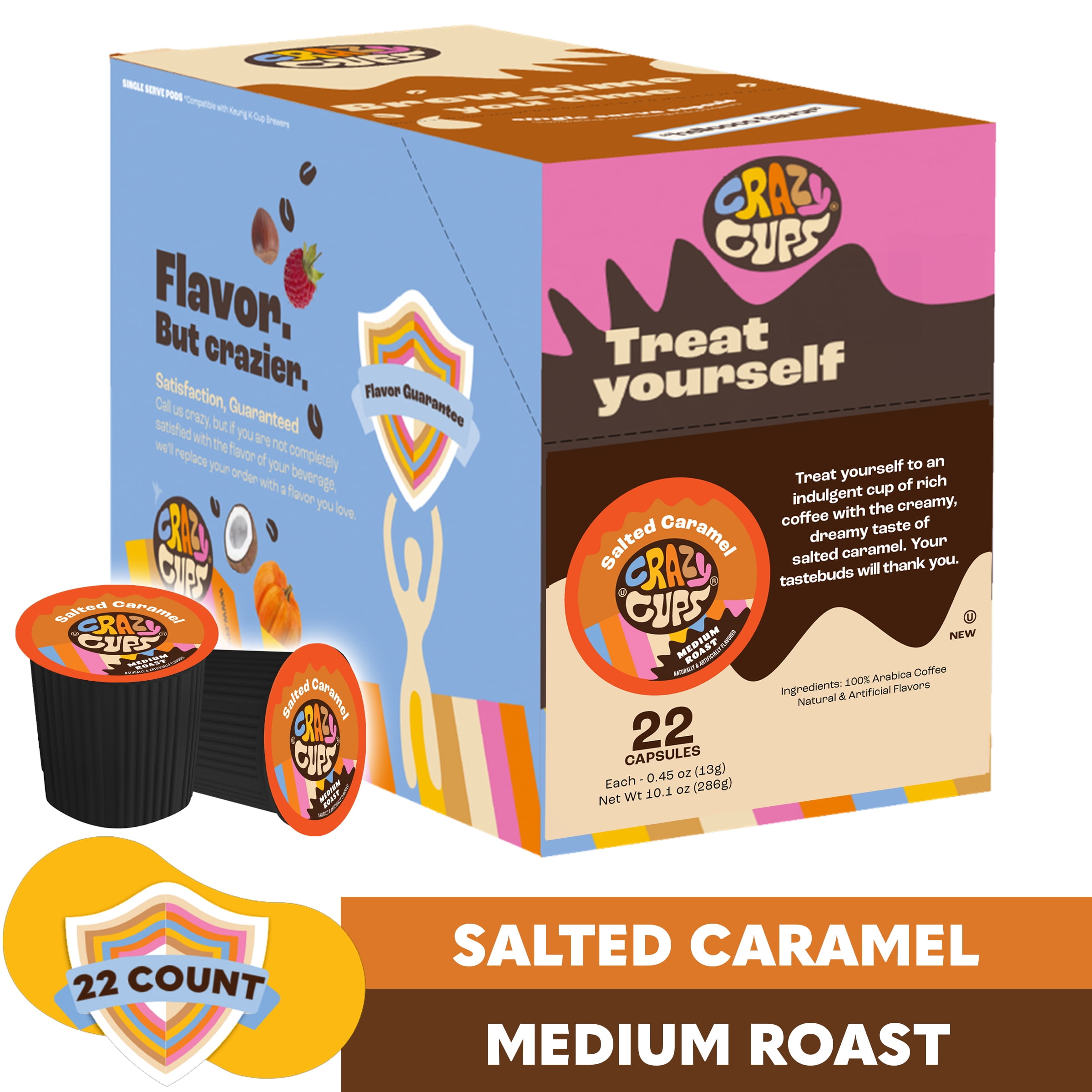 Crazy Cups Salted Caramel Coffee Pods, 22 Count, Medium Roast - Walmart.com