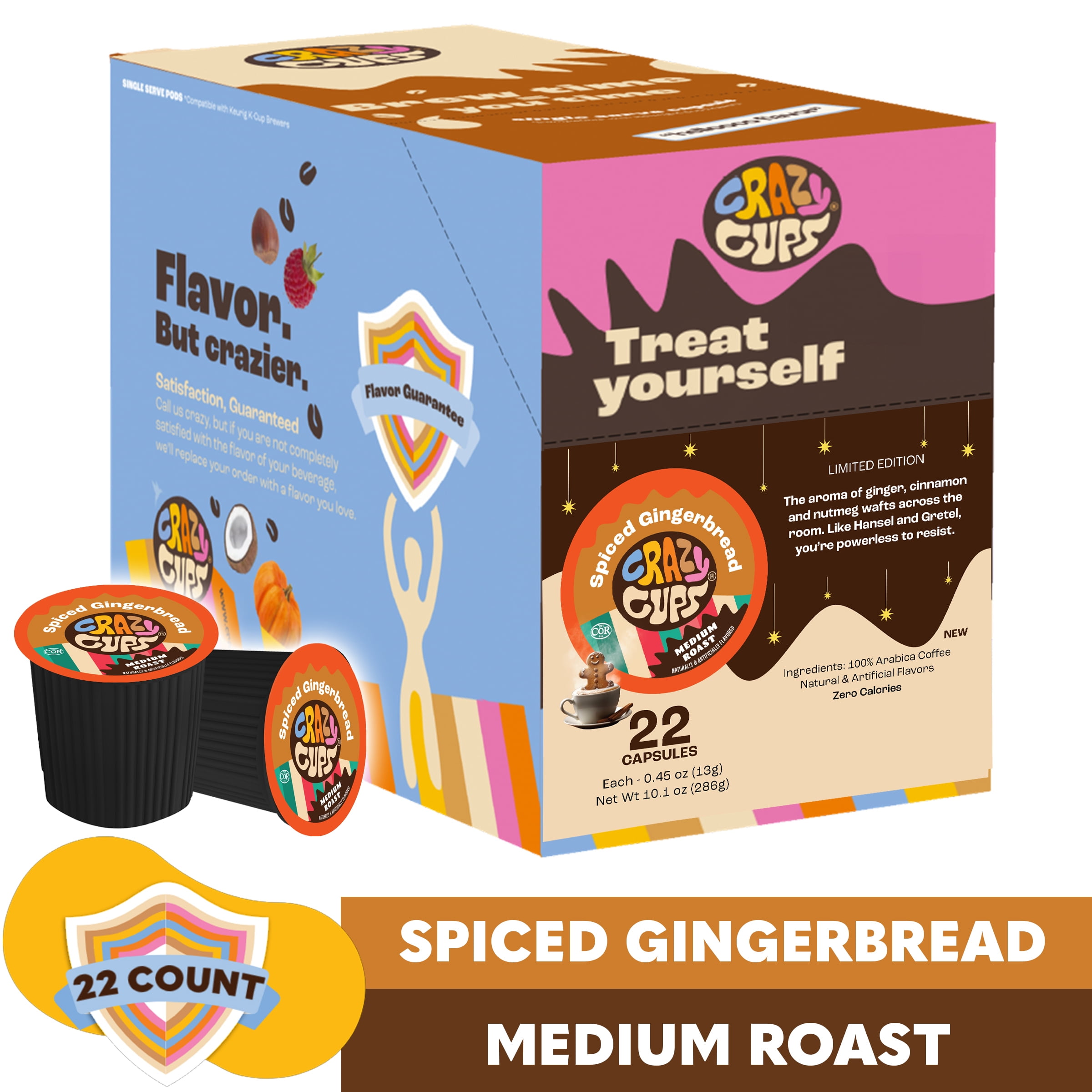 Crazy Cups Holiday Season Spiced Gingerbread Coffee Pods, Medium Roast ...