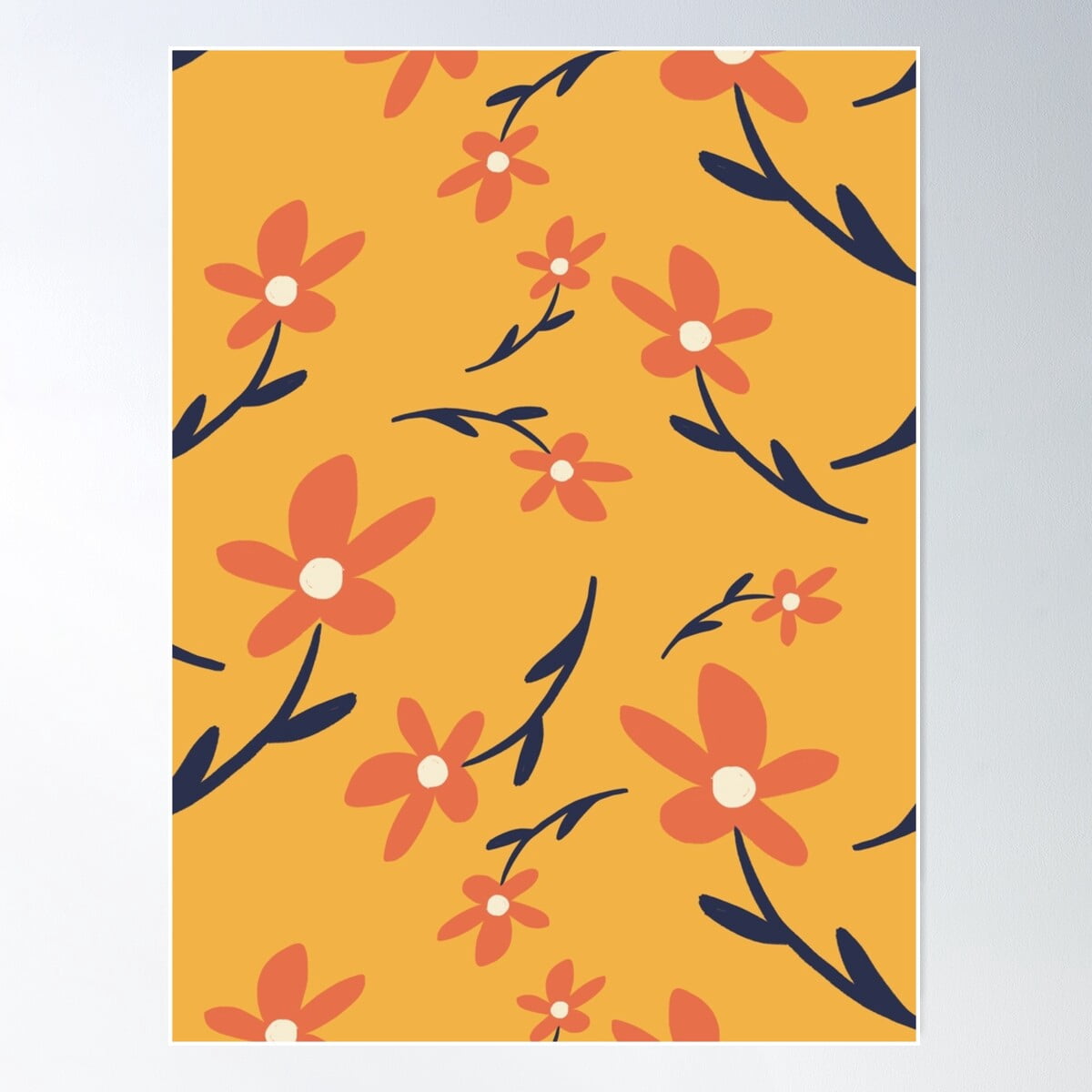 Crazy Daisy Flowers Poster Wall Art, Modern Wall Decor For Living Room ...