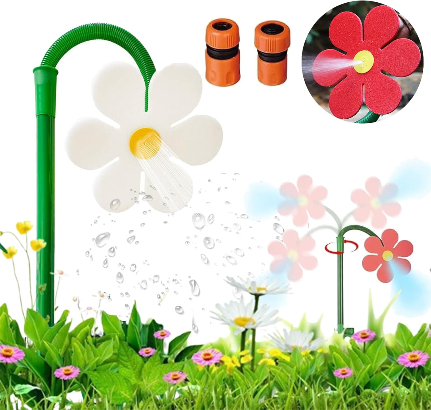 Crazy Daisy Sprinkler 360° Rotating Flower Water Sprinkler for Garden ...