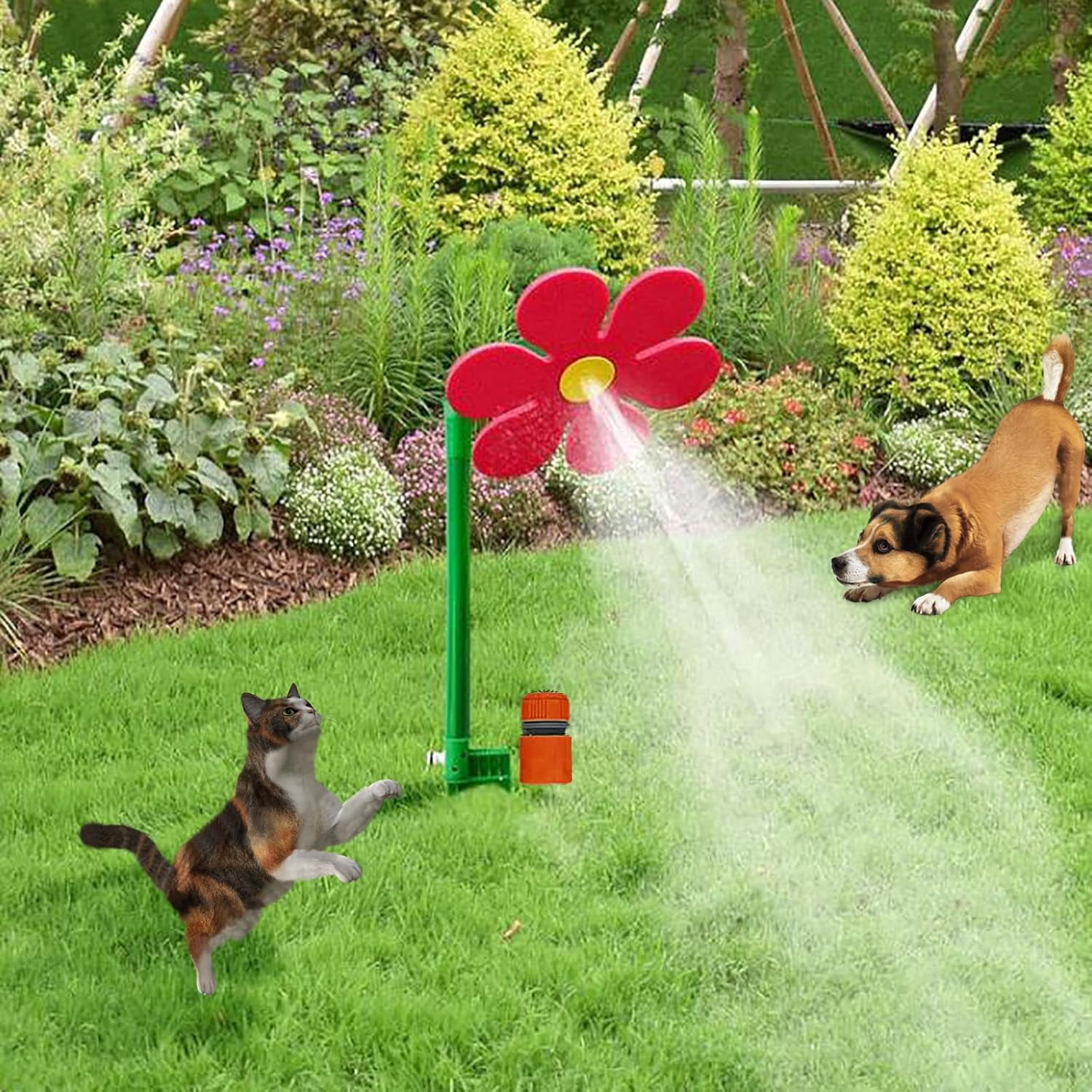 Crazy Daisy Water Sprinkler, Dog Sprinkler Toy, 360° Rotating Moving ...