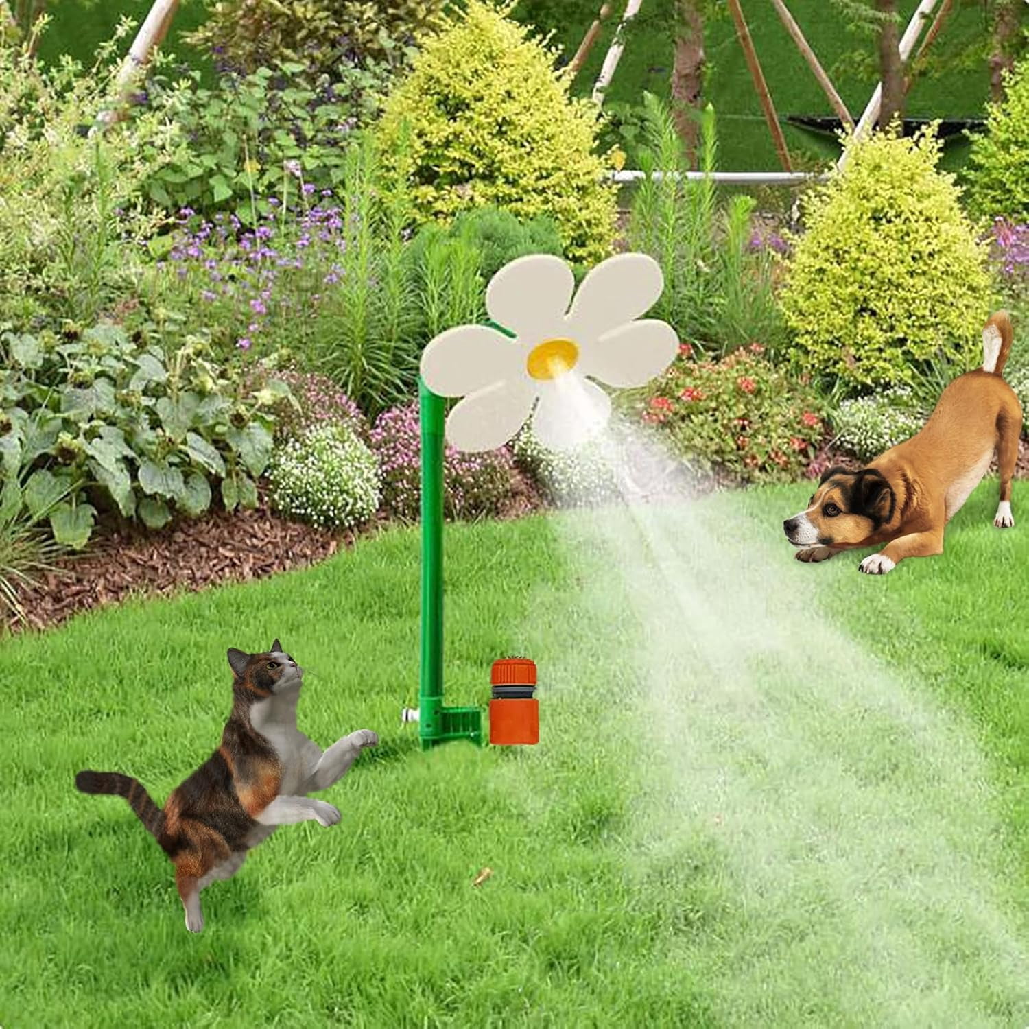 Crazy Daisy Water Sprinkler, Dog Sprinkler Toy, 360° Rotating Moving ...