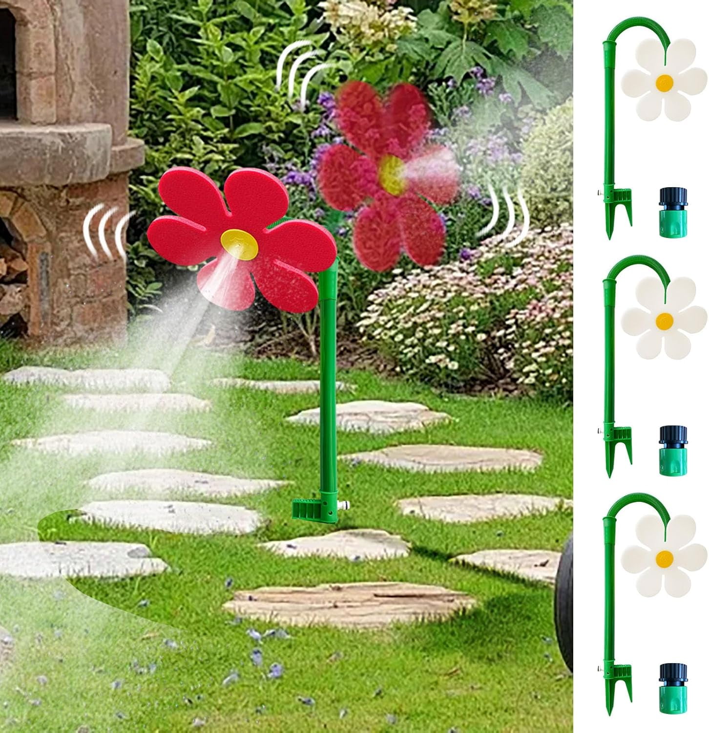Crazy Dancing Daisy Sprinkler,Garden Sprinkler Stake with Adapter,360 ...