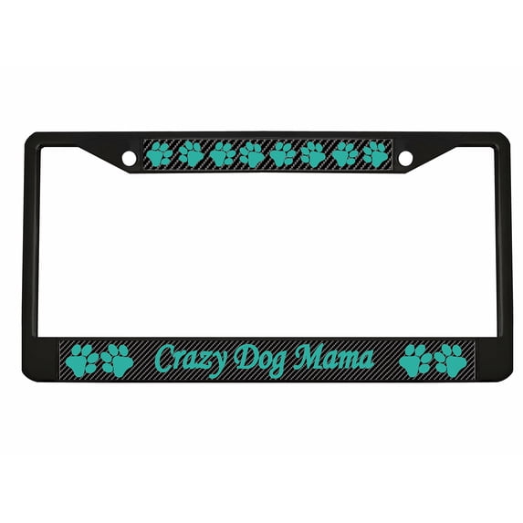 Crazy Dog Mama with Paw Prints Style Metal License Plate Frame ...