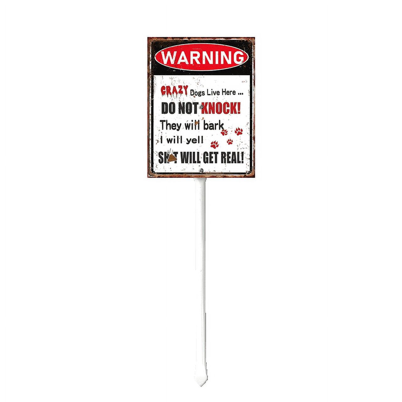 Crazy Dogs Live Here Do Not Knock Warning Yard Sign With Stakes 4.6 x 6 ...