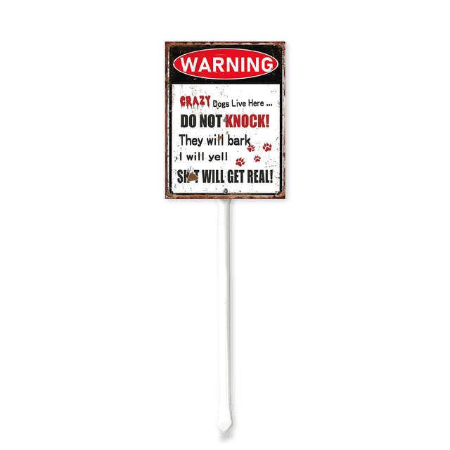 Crazy Dogs Live Here Do Not Knock Warning Yard Sign With Stakes 7 x 8.8 ...