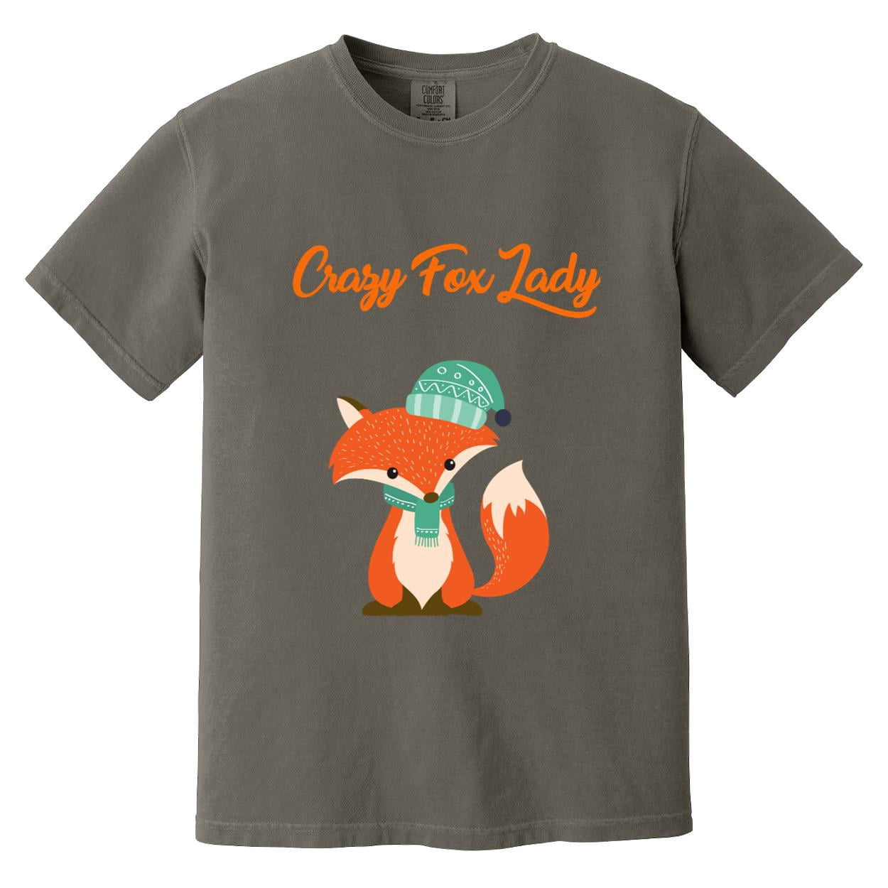 Crazy Fox Lady Comfort Color T-shirt with Fun Animal Art and Whimsical ...