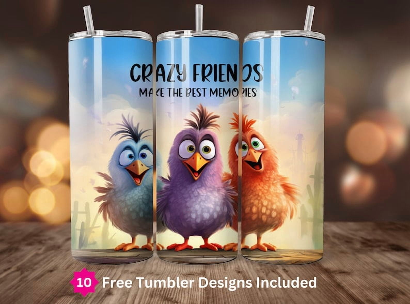 Crazy Friends Hen Tumbler 20oz Skinny Tumbler Sublimation Design Silly ...