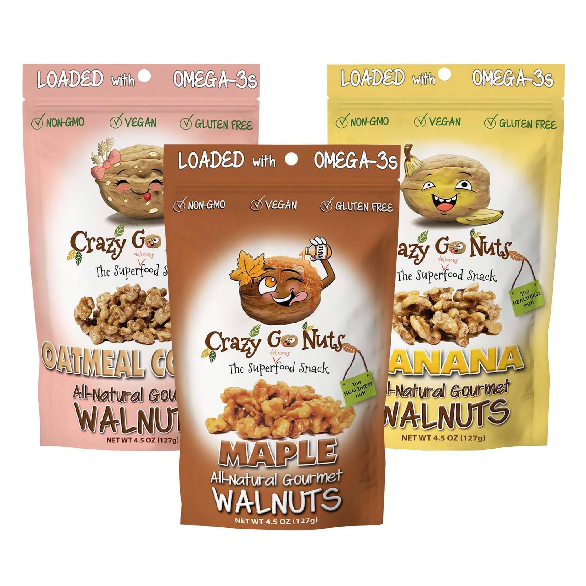 Crazy Go Nuts Sweet GGA1 Sampler Walnuts - Healthy Snacks, Gluten Free ...