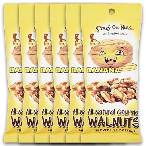 Crazy Go Nuts Walnuts - Banana, 1.25 Oz (6-Pack) - Healthy Snacks, Vegan, Gluten Free, Superfood ...