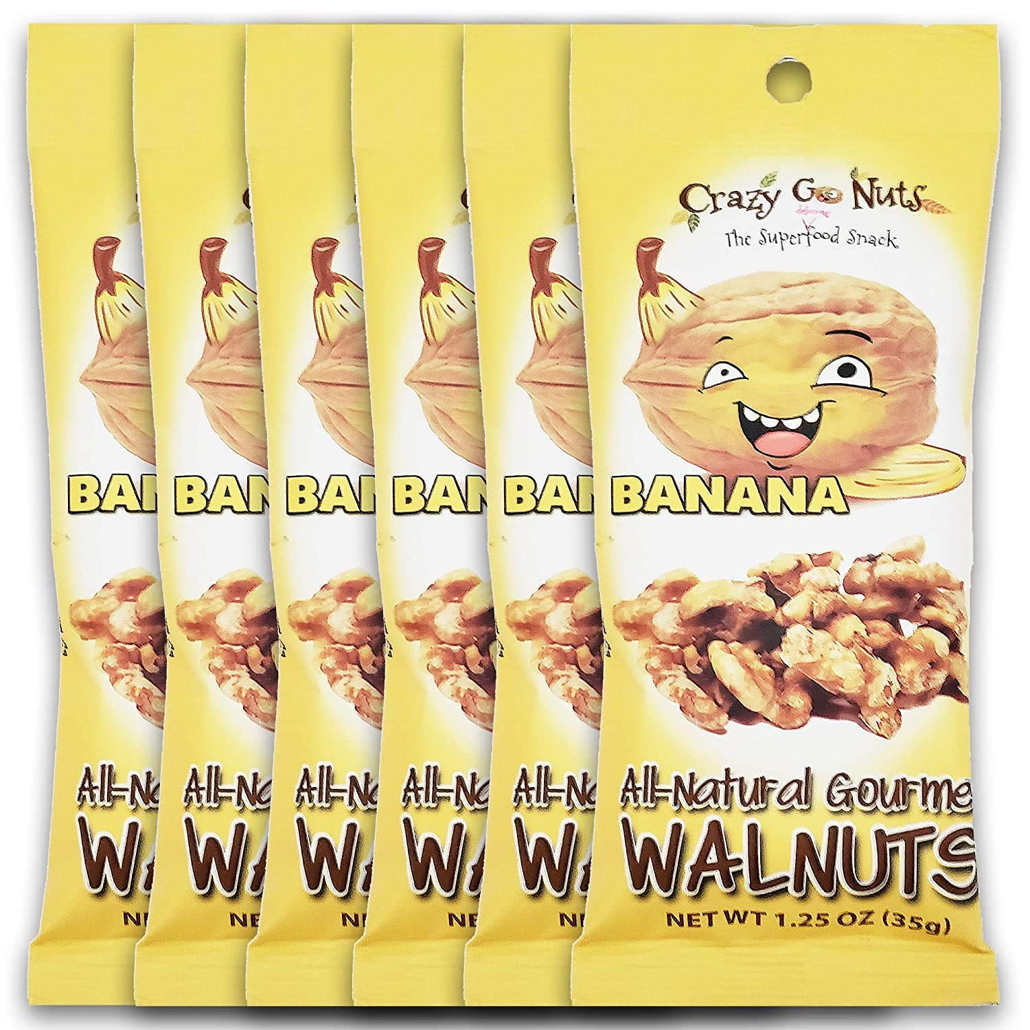 Crazy Go Nuts Walnuts - Banana, 1.25 oz (6-Pack) - Healthy Snacks, Vegan, Gluten Free, Superfood ...