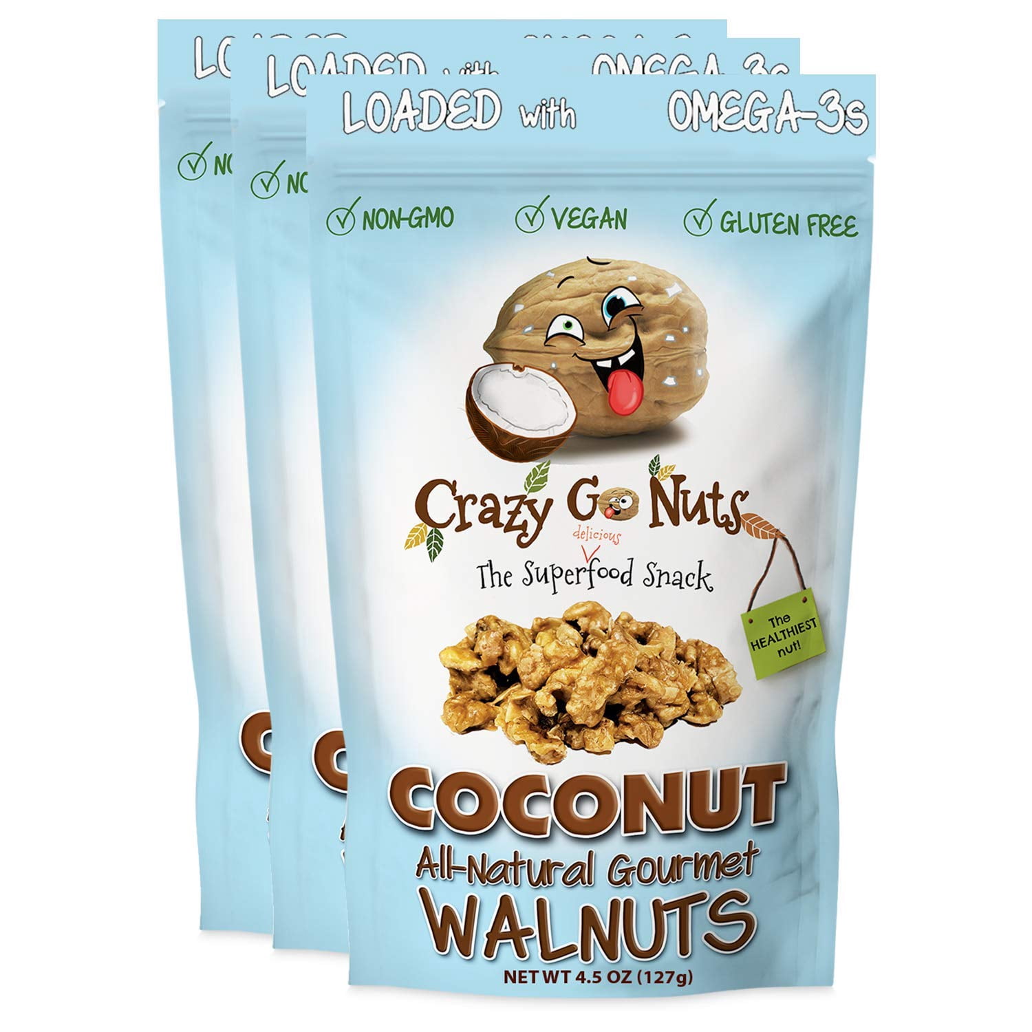 Crazy Go Nuts Walnuts - Coconut, 4.5 oz (3-Pack) - Healthy Snacks ...