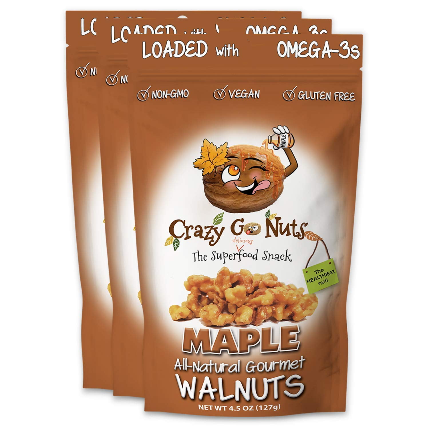 Crazy Go Nuts Walnuts XEF1 - Maple, 4.5 oz (3-Pack) - Healthy Snacks ...