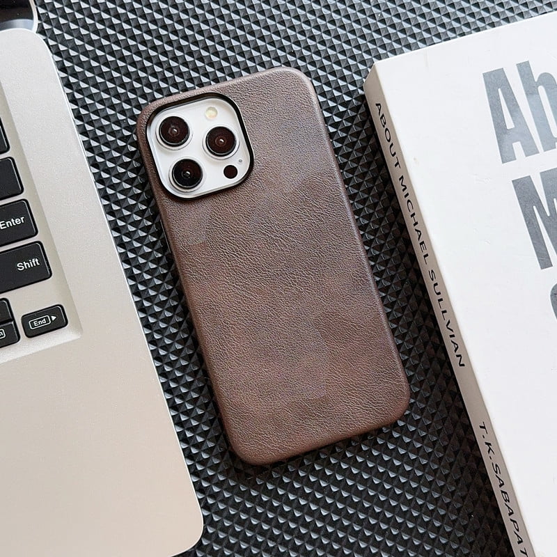 Crazy Horse Leather Magnetic Case（Compatible with Magsafe）for iPhone 16 ...