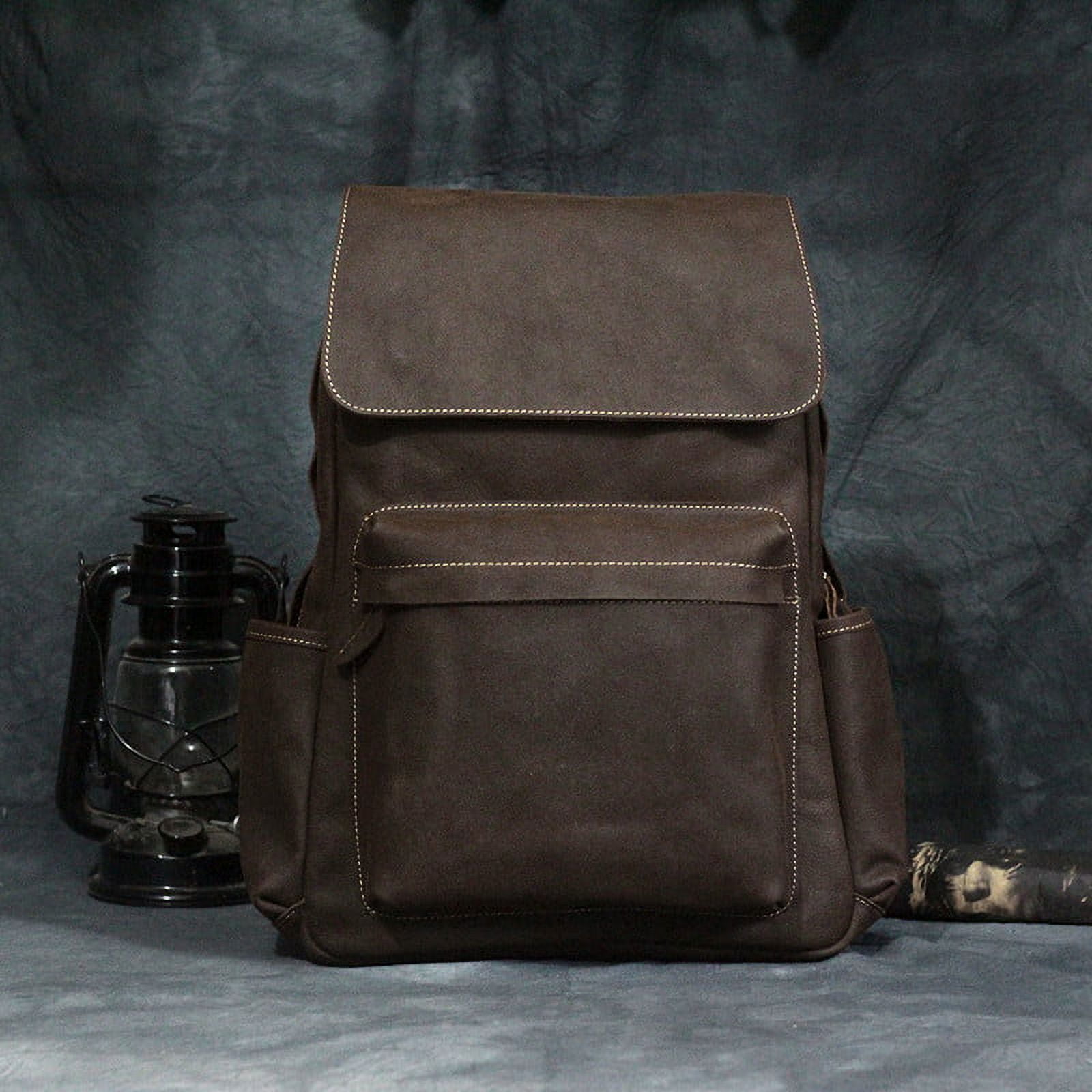 Crazy Horse Men's Leather Korean Style Backpack Retro,Crazy Horse ...