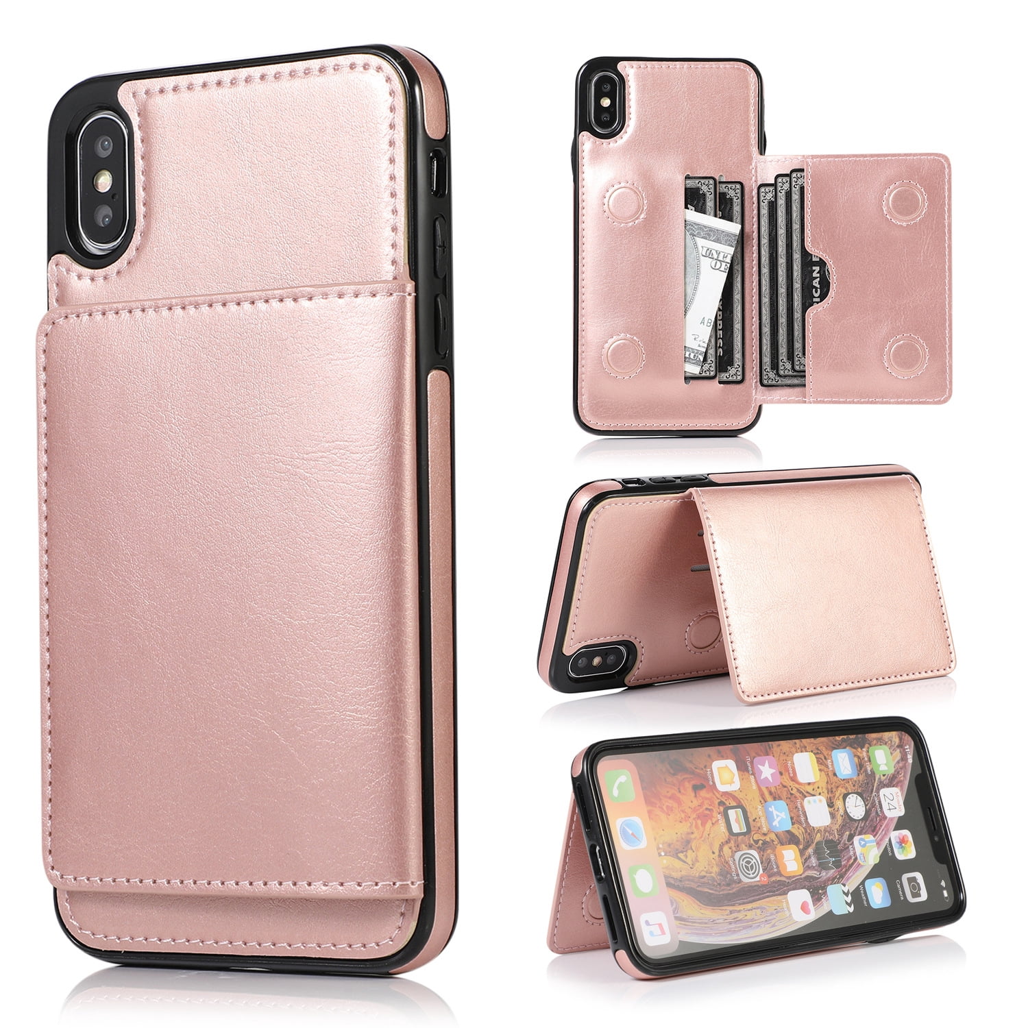 Crazy Horse Pattern Phone Card Holder Case - Magnetic Protective Shell ...