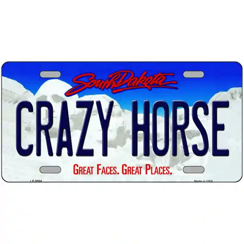 Crazy Horse South Dakota Metal Novelty License Plate 7" x 4" Motorcycle ...