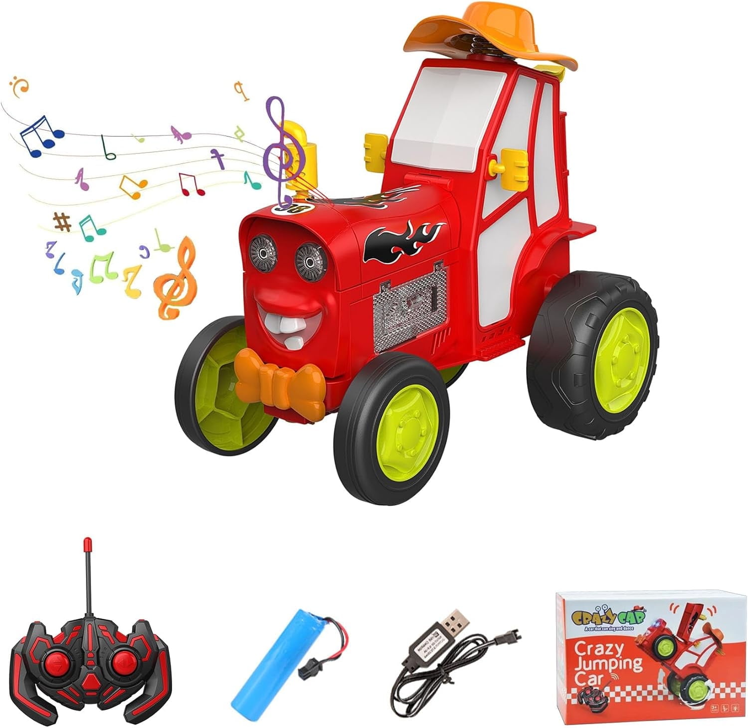 Crazy Jumping Car Toys for Kids, RC Stunt Car with Music Lights ...