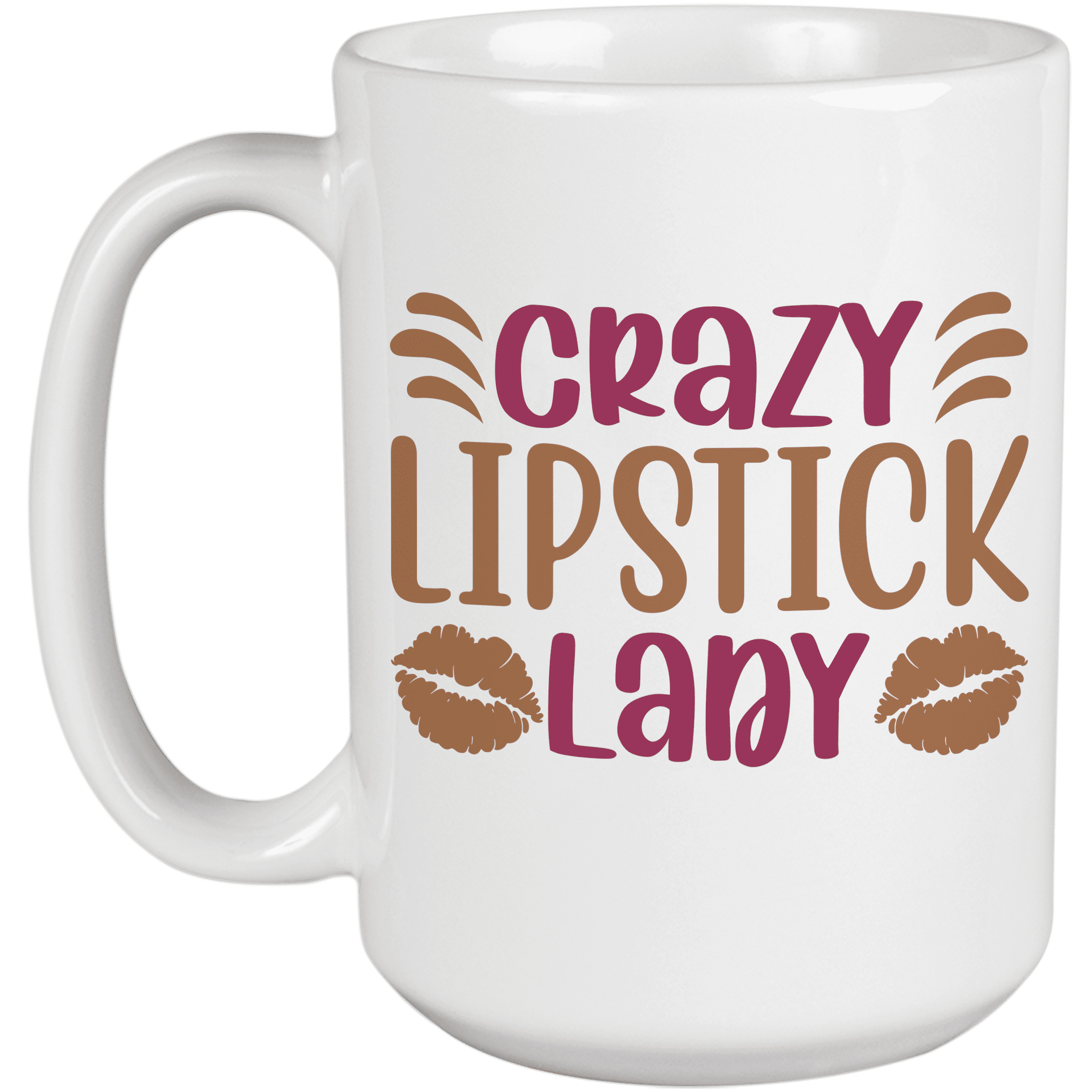 Crazy Lipstick Lady with Lip Marks Design - Beauty Themed Merch for ...