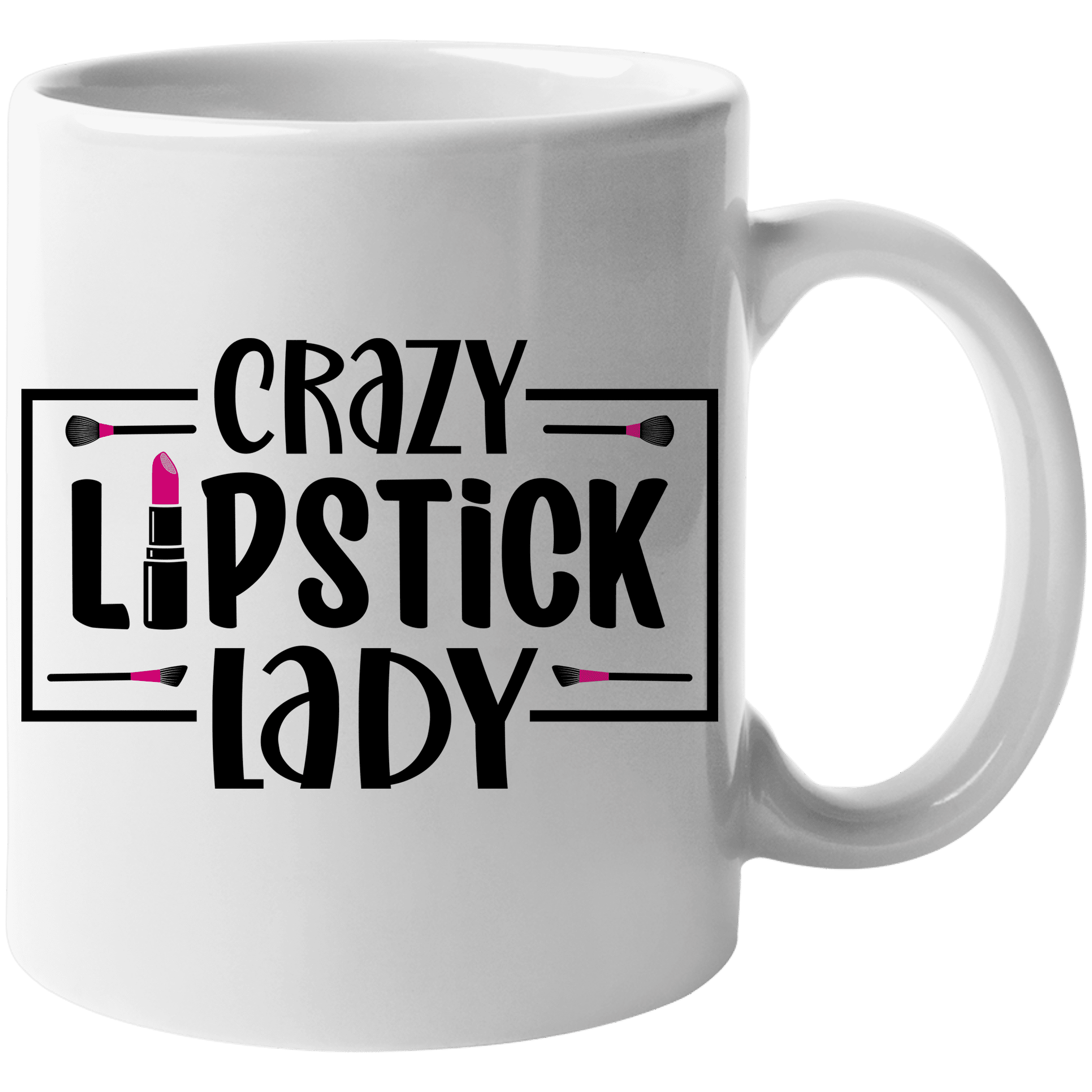 Crazy Lipstick Lady with Pink Lipstick & Powder Brushes Design - Beauty ...