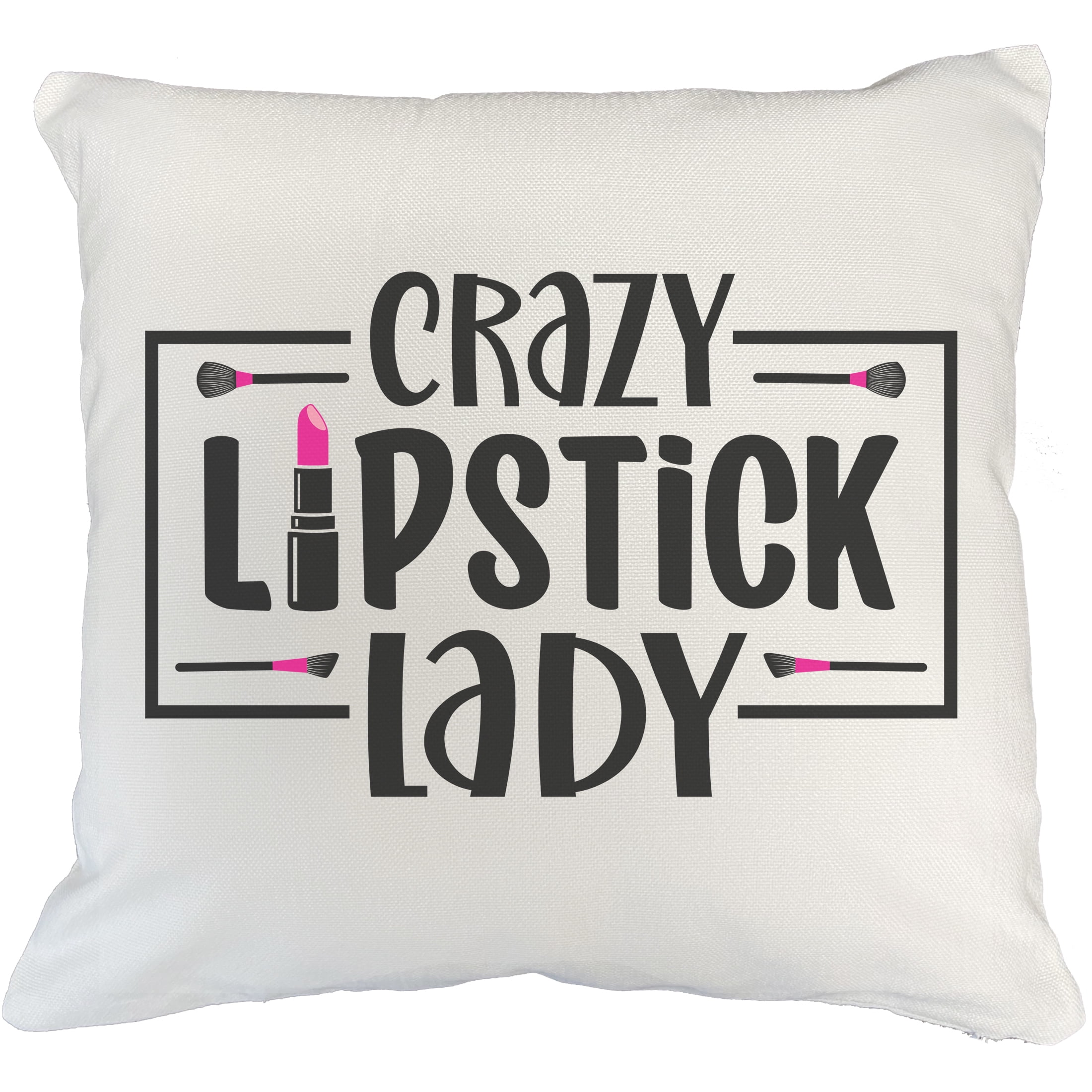 Crazy Lipstick Lady w/ Pink Lipstick & Powder Brushes Design - Beauty ...