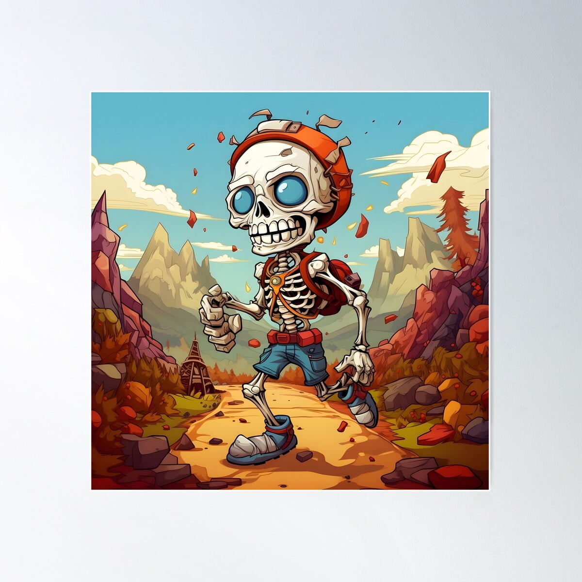 Crazy Monsters Cartoon Of A Skeleton Poster Wall Art, Modern Wall Decor ...