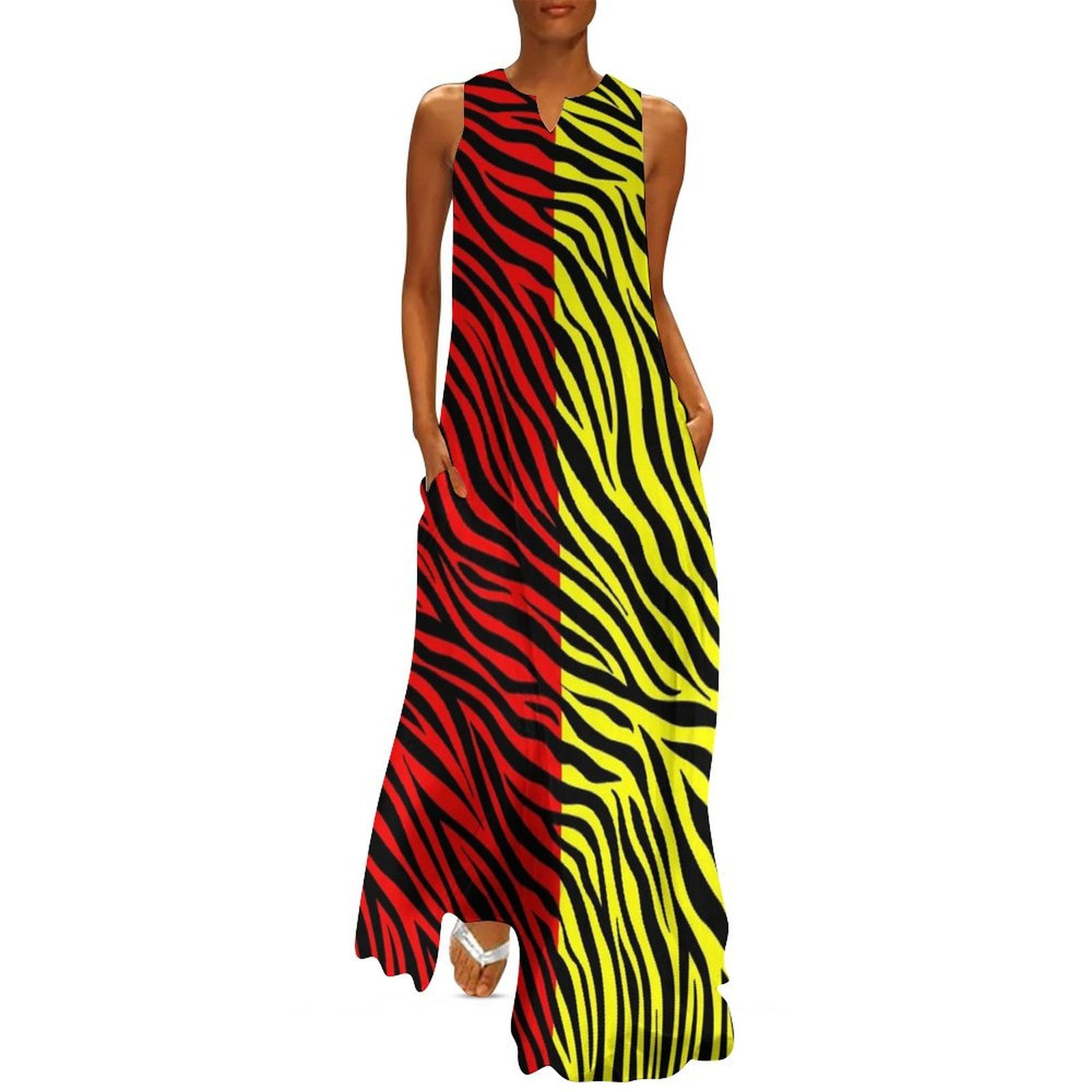 Crazy Pattern Red And Yellow Zebra Long Dress Bridesmaid Dress Woman ...