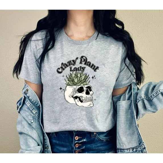 Crazy Plant Lady Shirt, Cactus And Skull, Plant Lady, Plant T-shirt ...