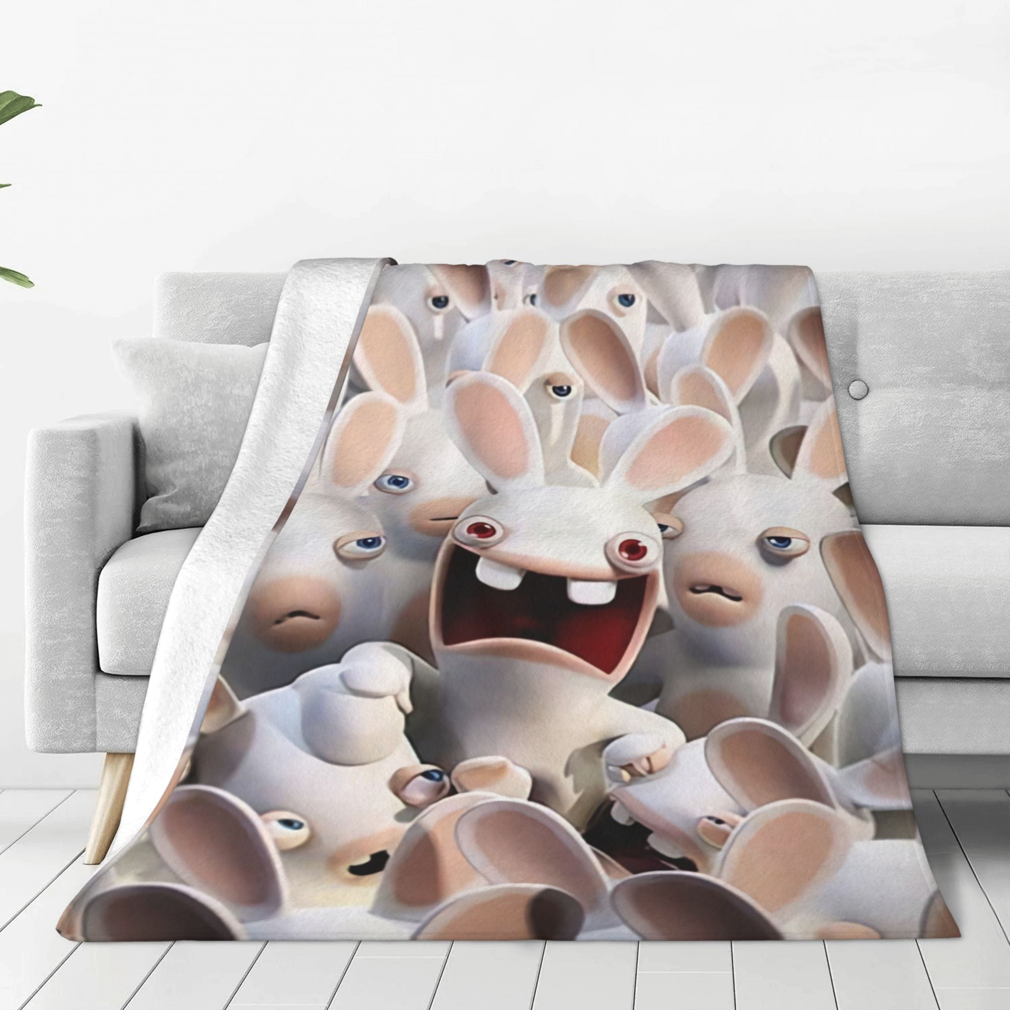 Crazy Rabbit Throw Blanket Soft Plush Travel Blanket For Bedroom Living ...