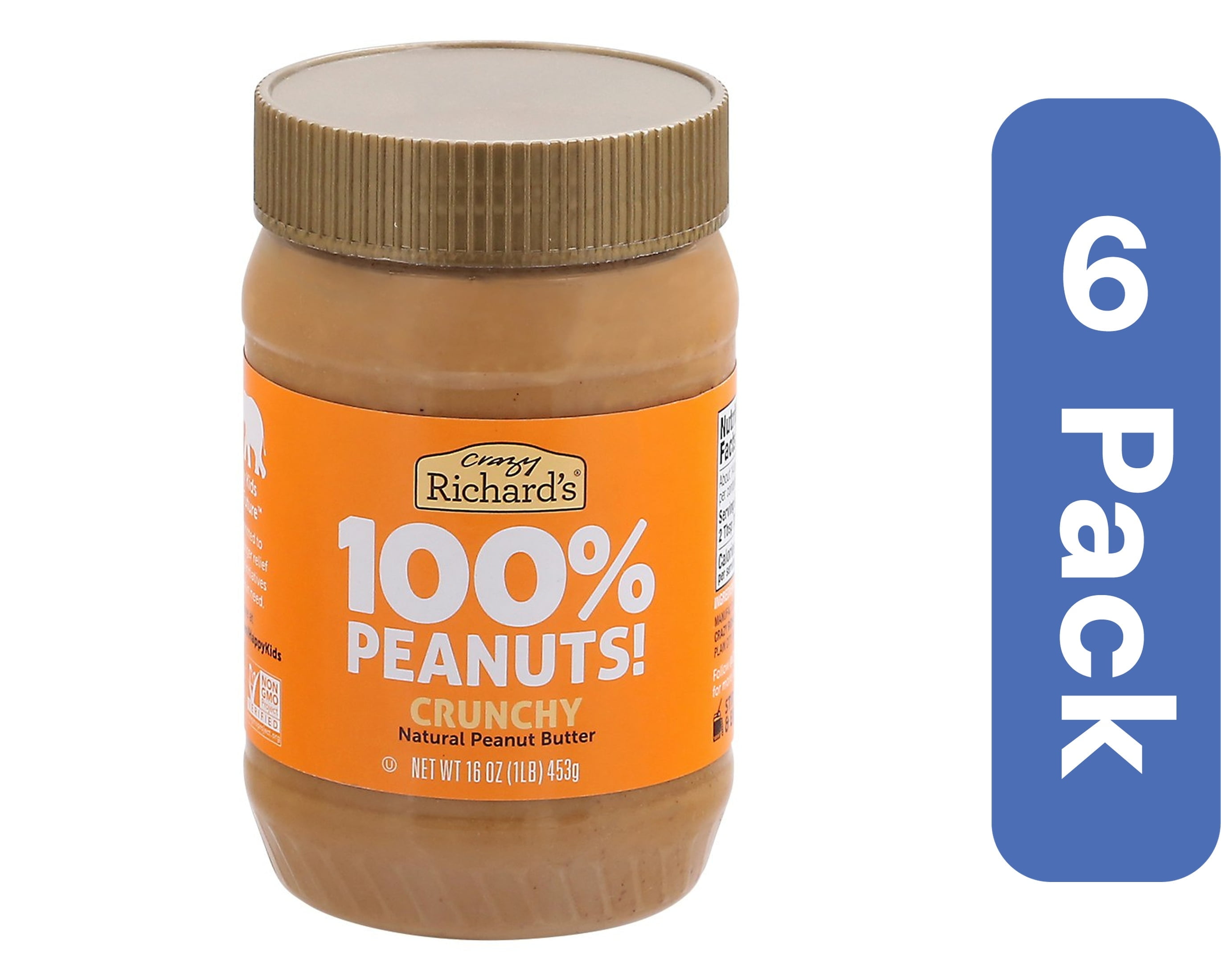 Crazy Richard's Chunky Peanut Butter 16 oz (Pack Of 6) - Walmart.com