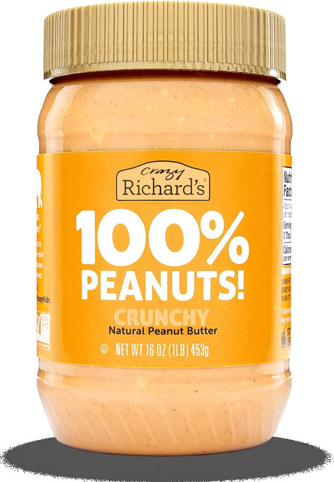 Crazy Richard's Natural Peanut Butter 100% Peanuts Crunchy 16 oz Pack ...