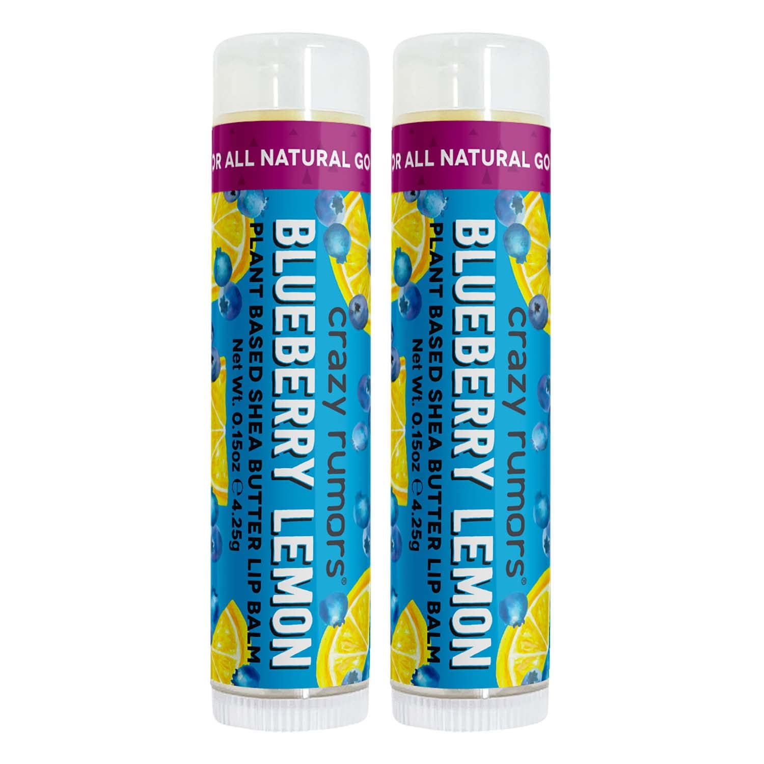 Crazy Rumors Blueberry Lemon Flavored All Natural, Plant Based Lip Balm ...
