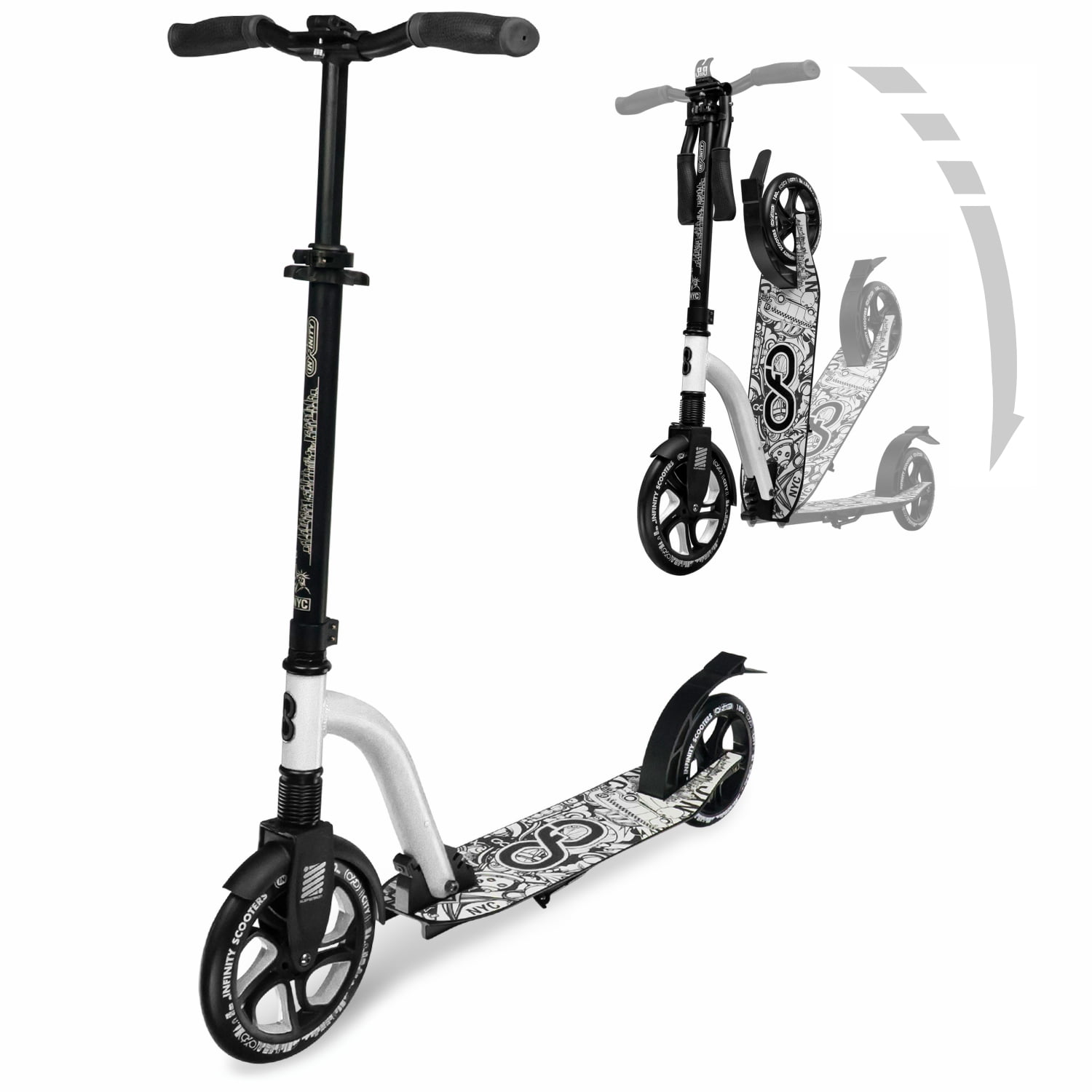 Crazy Skates NYC Series Foldable Kick Scooter - FastFold, Adjustable ...