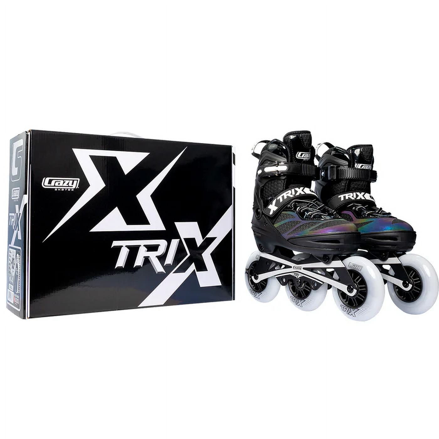 Crazy Skates TRIX - 3 Wheel Size Adjustable Inline Skates In Black, S 1 ...