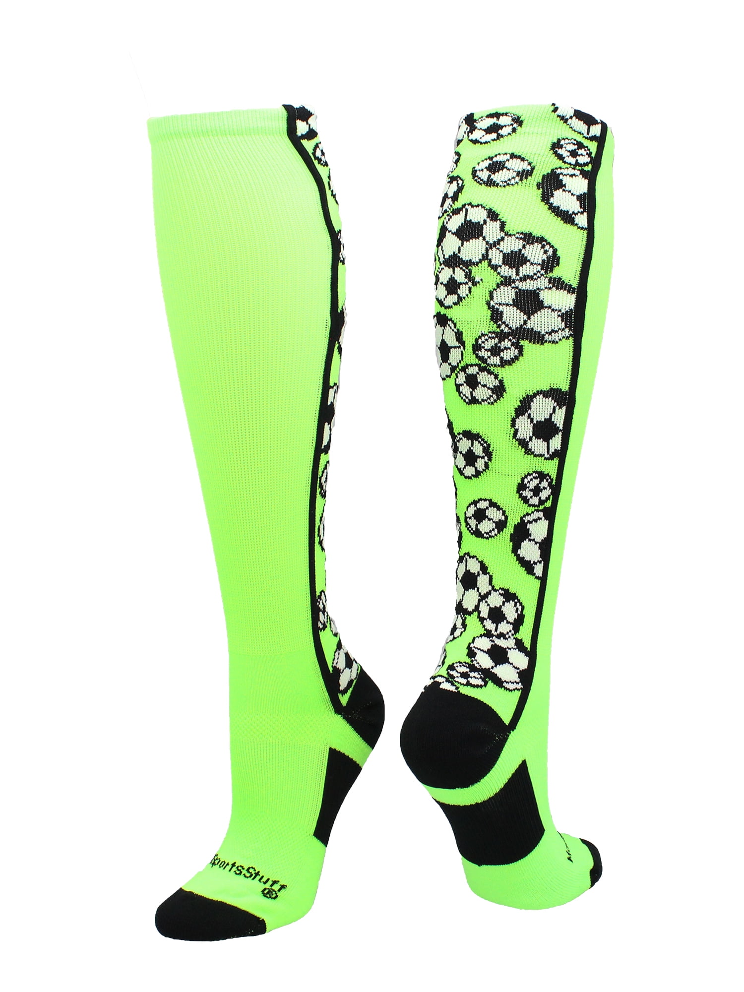 Crazy Soccer Socks with Soccer Balls over the calf (Neon Green/Black ...