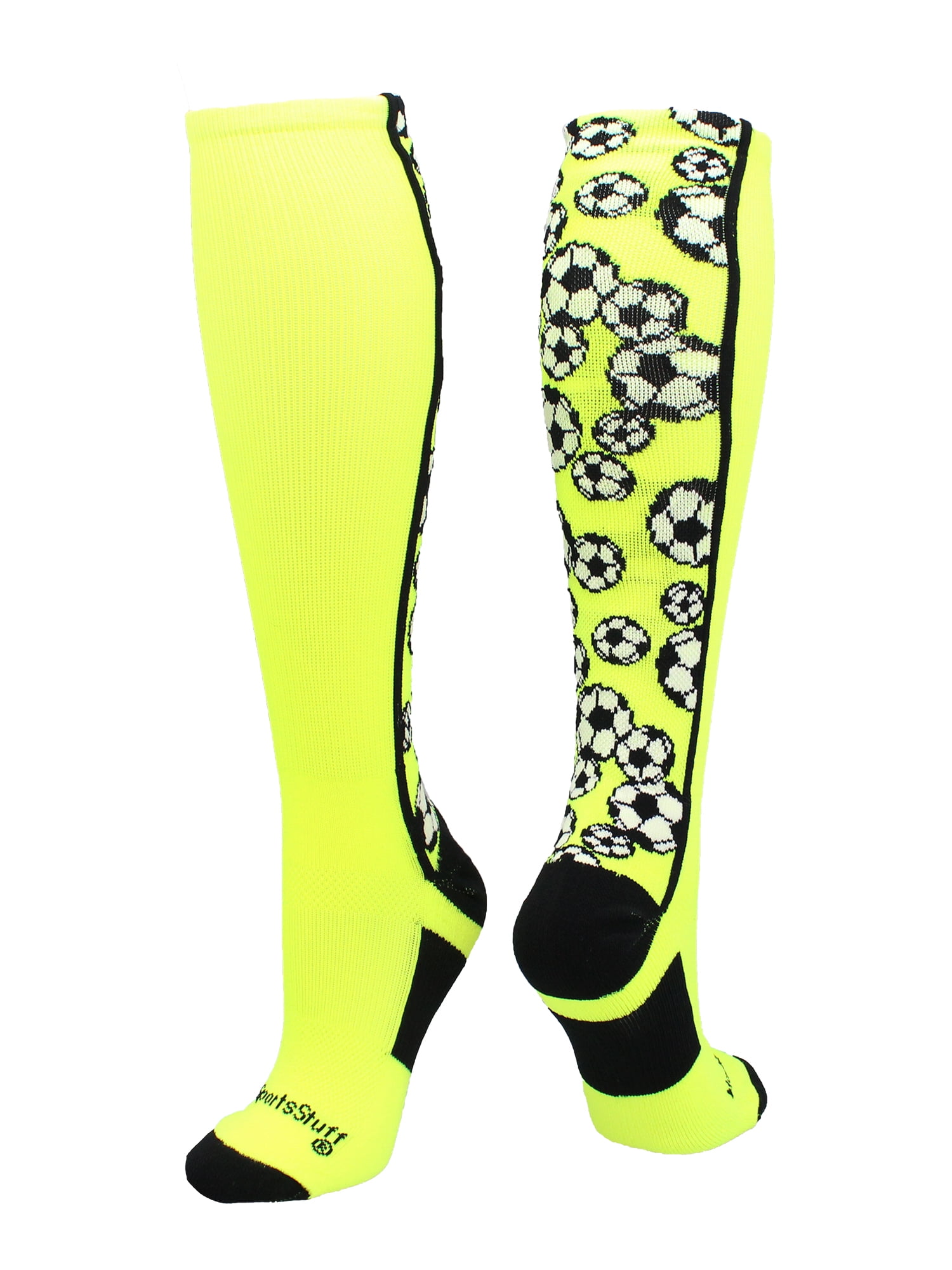 Crazy Soccer Socks with Soccer Balls over the calf (Neon Yellow/Black ...