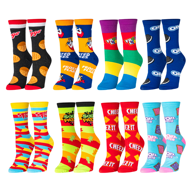 Crazy Socks Bold Snack Food Theme for Women Cute Funky Graphic Print 8 Pairs