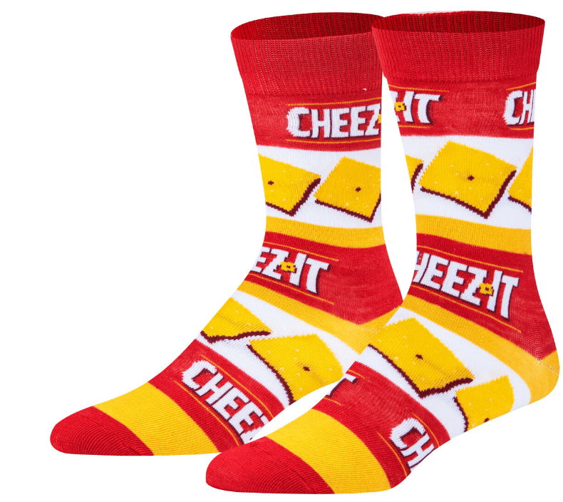 Crazy Socks, Cheez It, Cheesy Party Snack Men's Novelty Print Crew ...