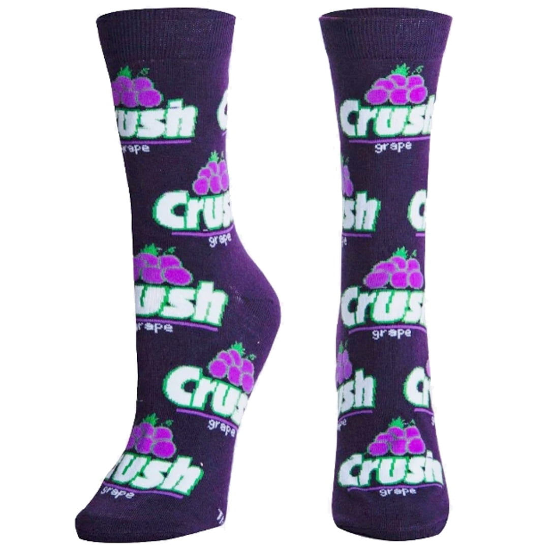 Crazy Socks Fun Print Crew Socks Medium - Grape Crush - Walmart.com
