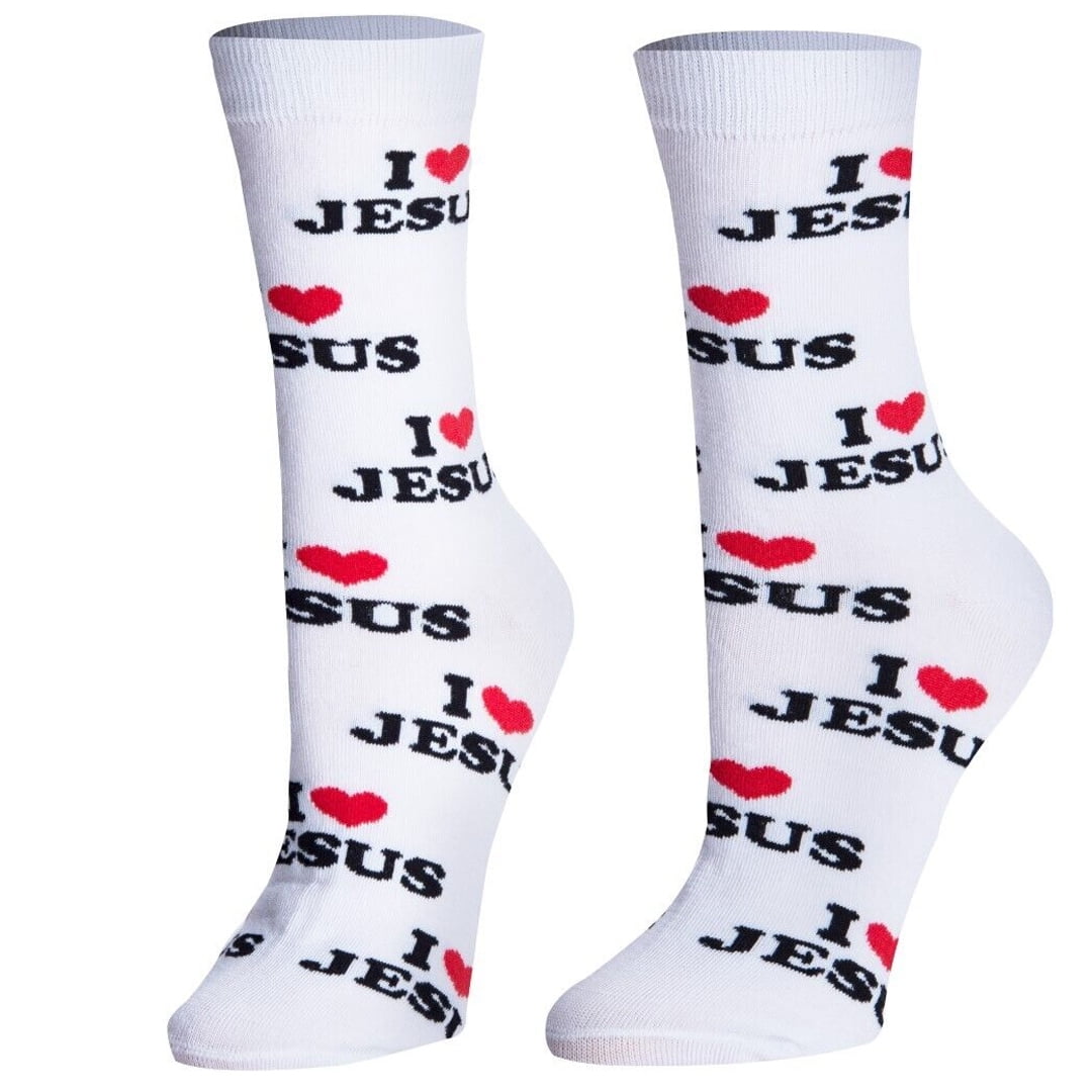 Crazy Socks for Women, Religious, I Love Jesus, Funny Colorful Prints ...
