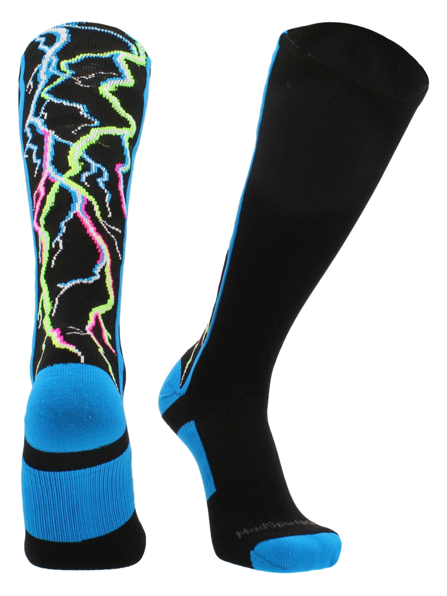 Crazy Socks with Lightning Bolts Electric Storm Over the Calf (Multi ...