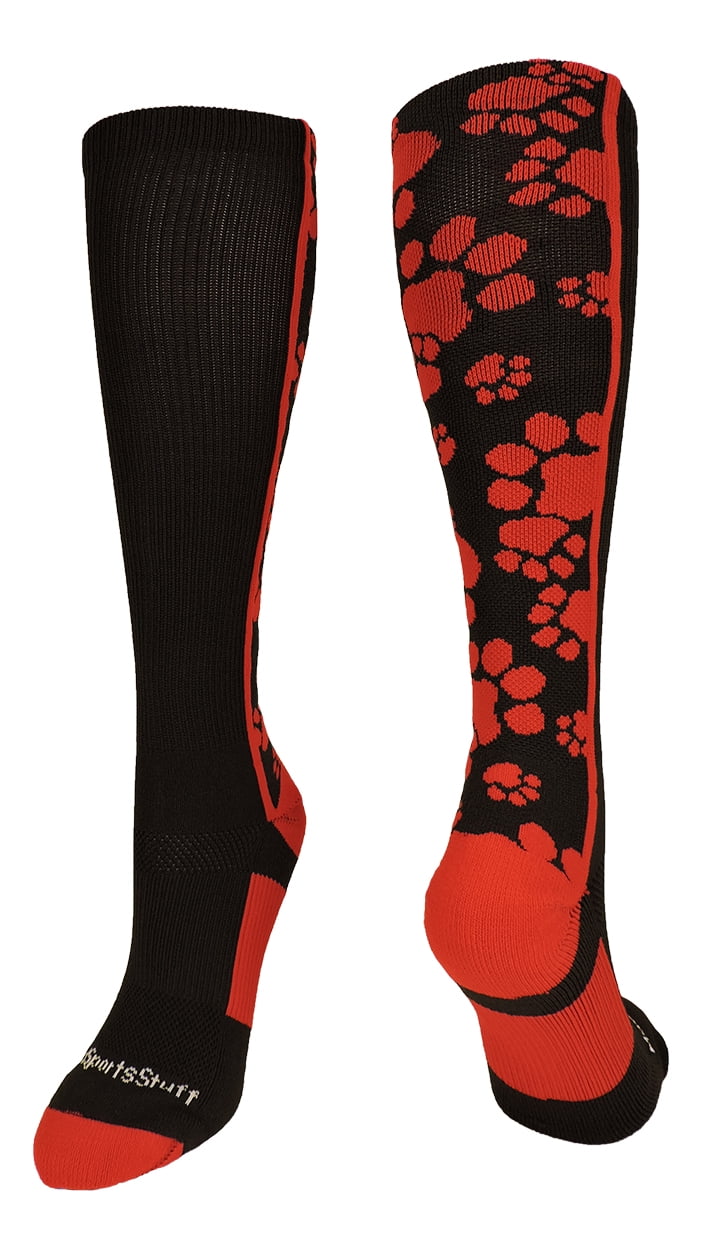 Crazy Socks with Paws Over the Calf (Black/Scarlet, Medium) - Walmart.com