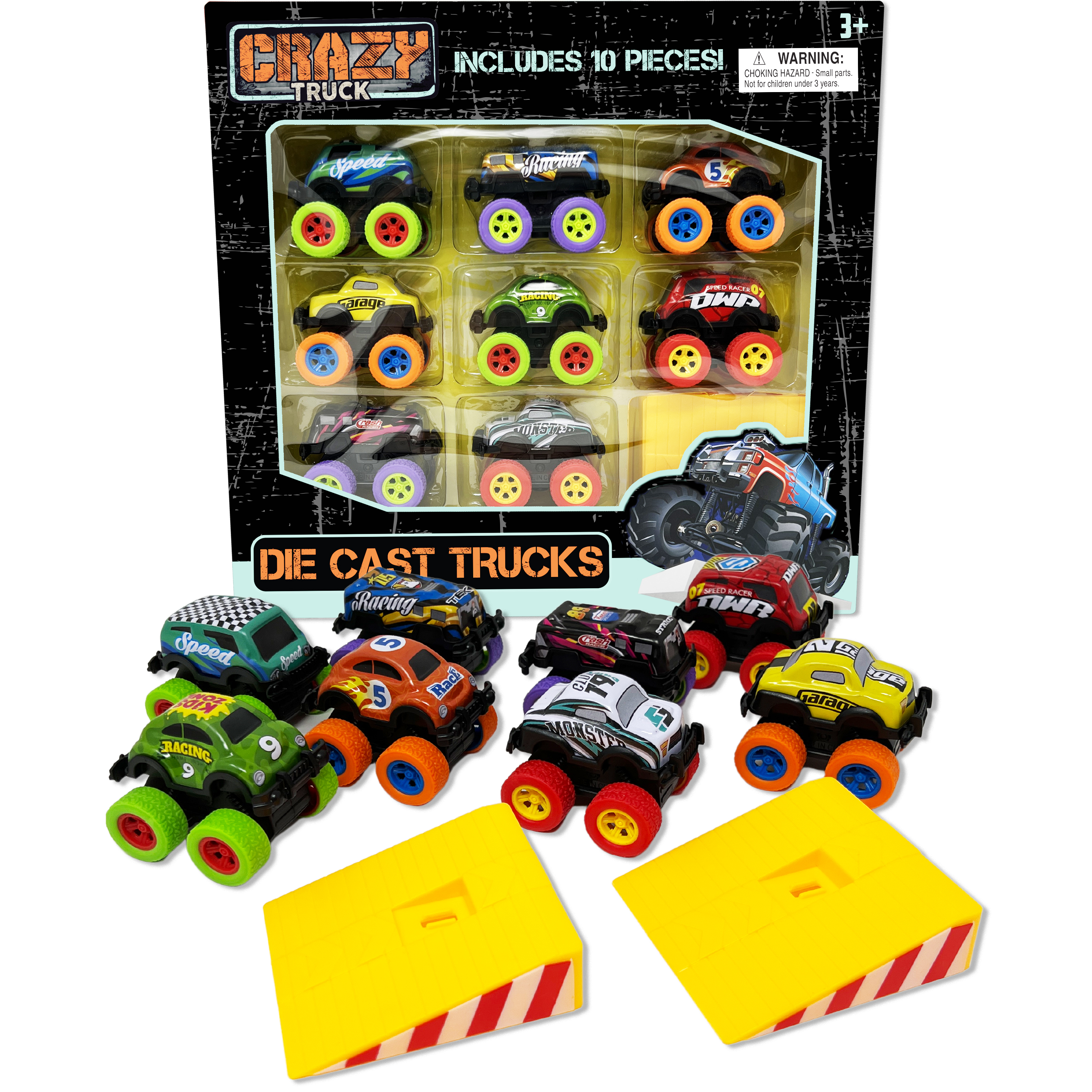 Crazy Truck 10 Piece Pull Back City Cars and Trucks Toy Vehicles Set ...