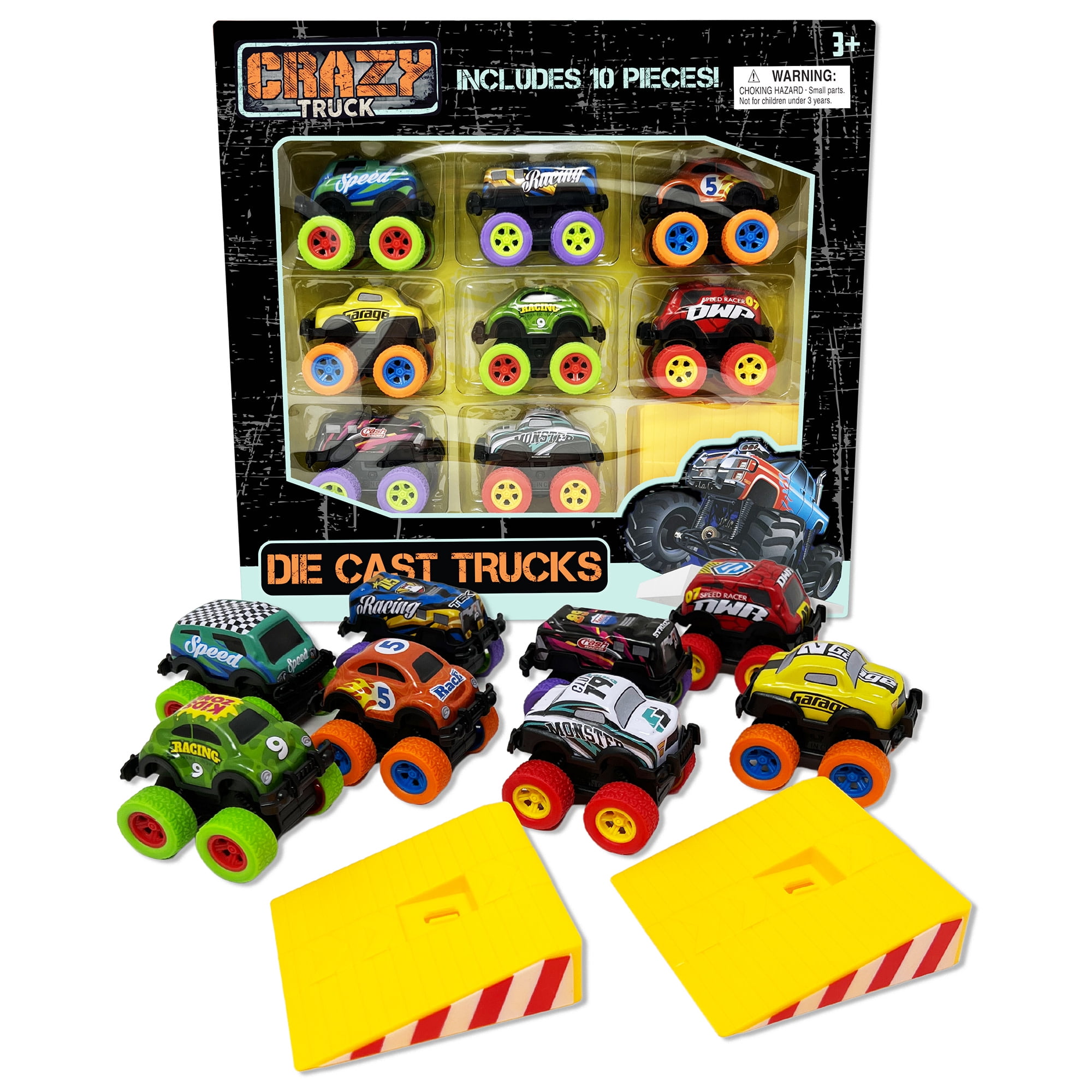 Crazy Truck: Die Cast Trucks - 10pc Toy Vehicles Set, 8 Friction ...