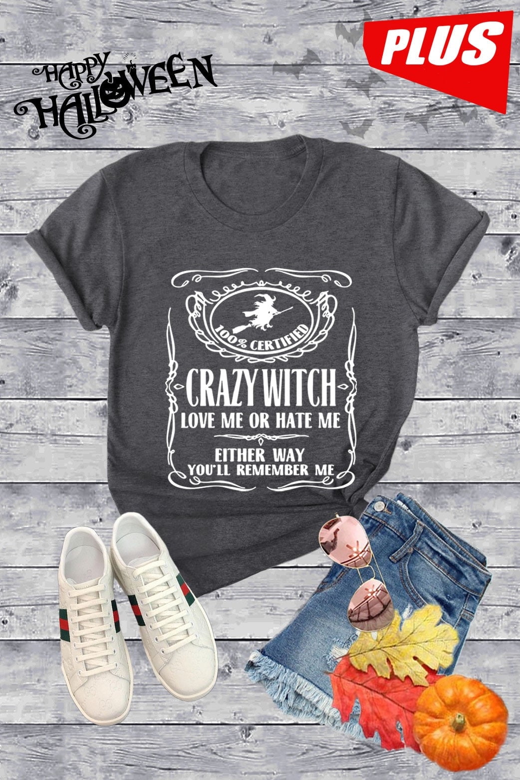 Crazy Witch Love Me or Hate Me Halloween Canvas Girlie V-Neck T Shirt ...